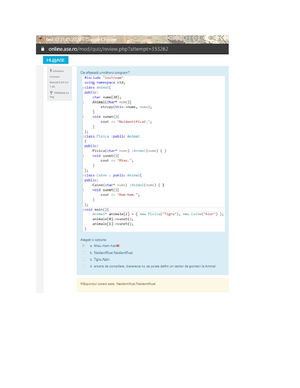 Programare orientata - poo - /*(2p) Să se realizeze o aplicație orientată obiect pentru ...