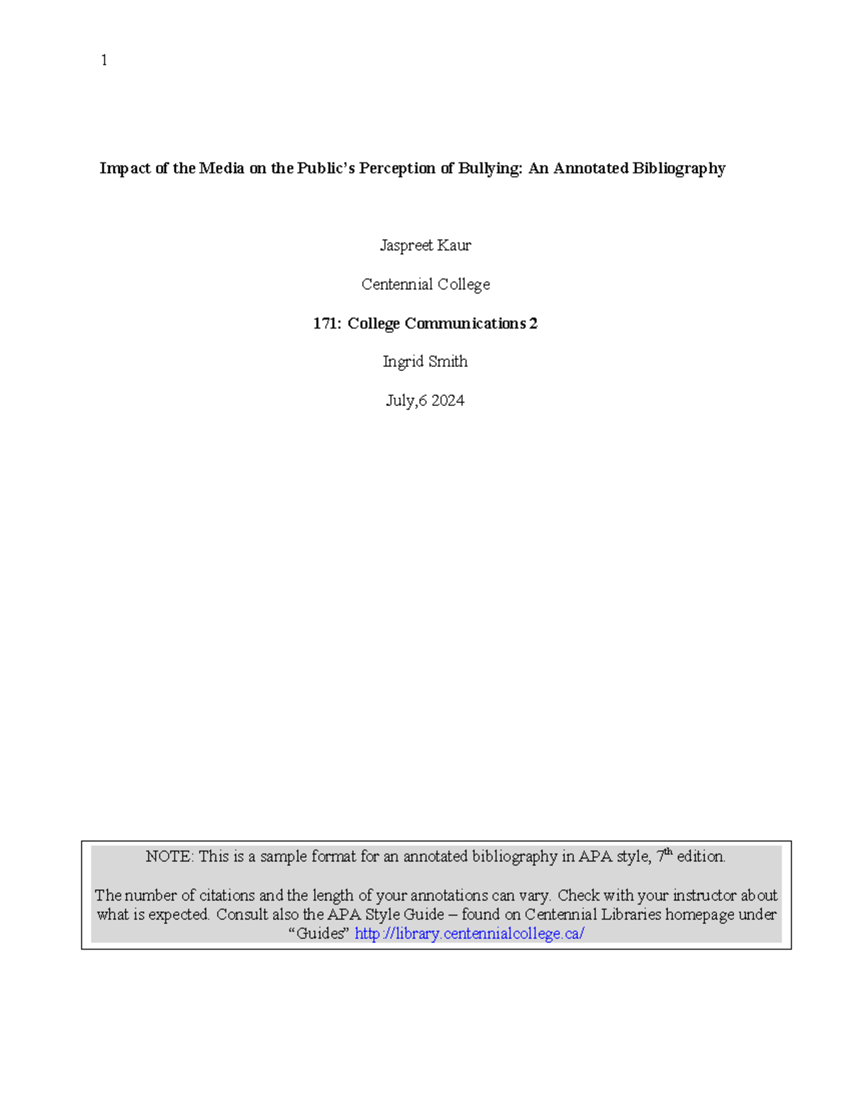 Annotated Bibliography - The number of citations and the length of your ...