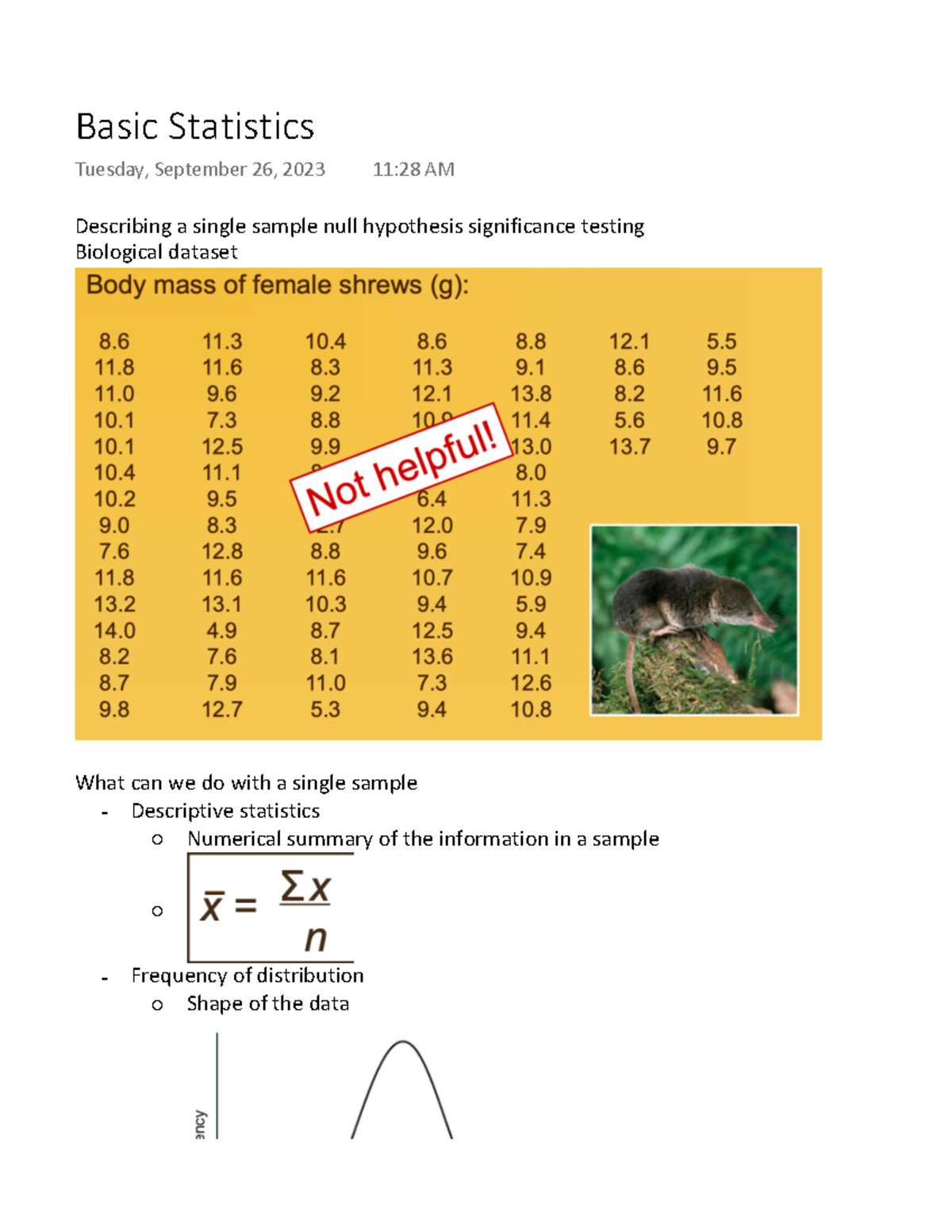 Basic Statistics - week 3 - Describing a single sample null hypothesis ...
