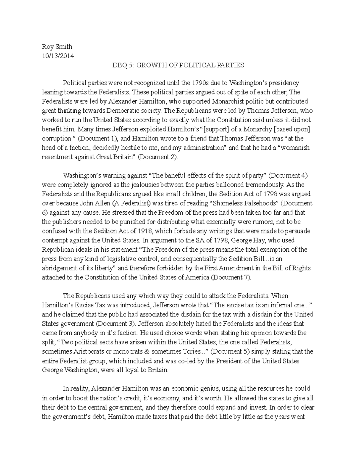 DBQ 10 7 - See title - Roy Smith 10/13/ DBQ 5: GROWTH OF POLITICAL ...