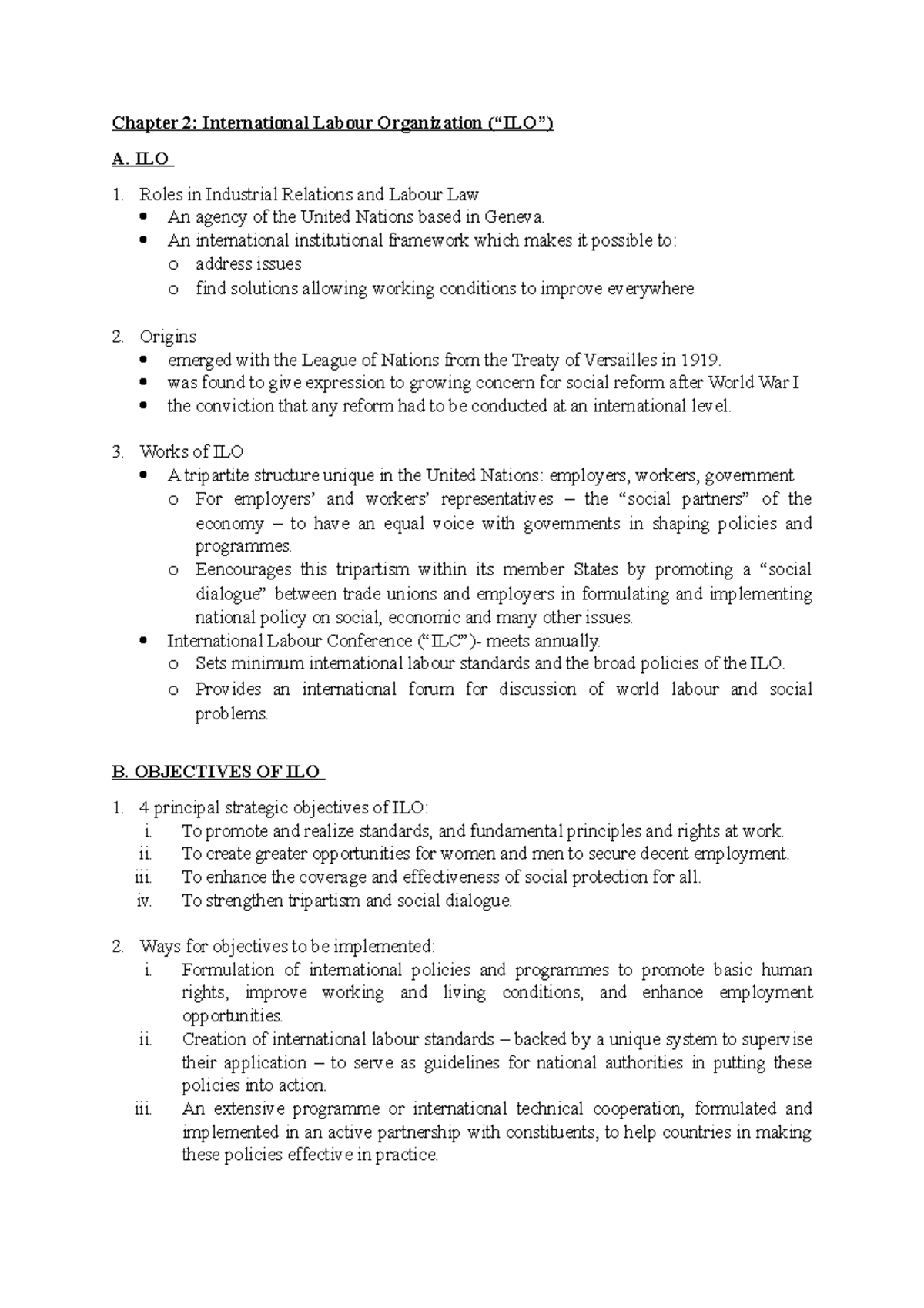 Notes - des - Chapter 2: International Labour Organization (“ILO”) A ...
