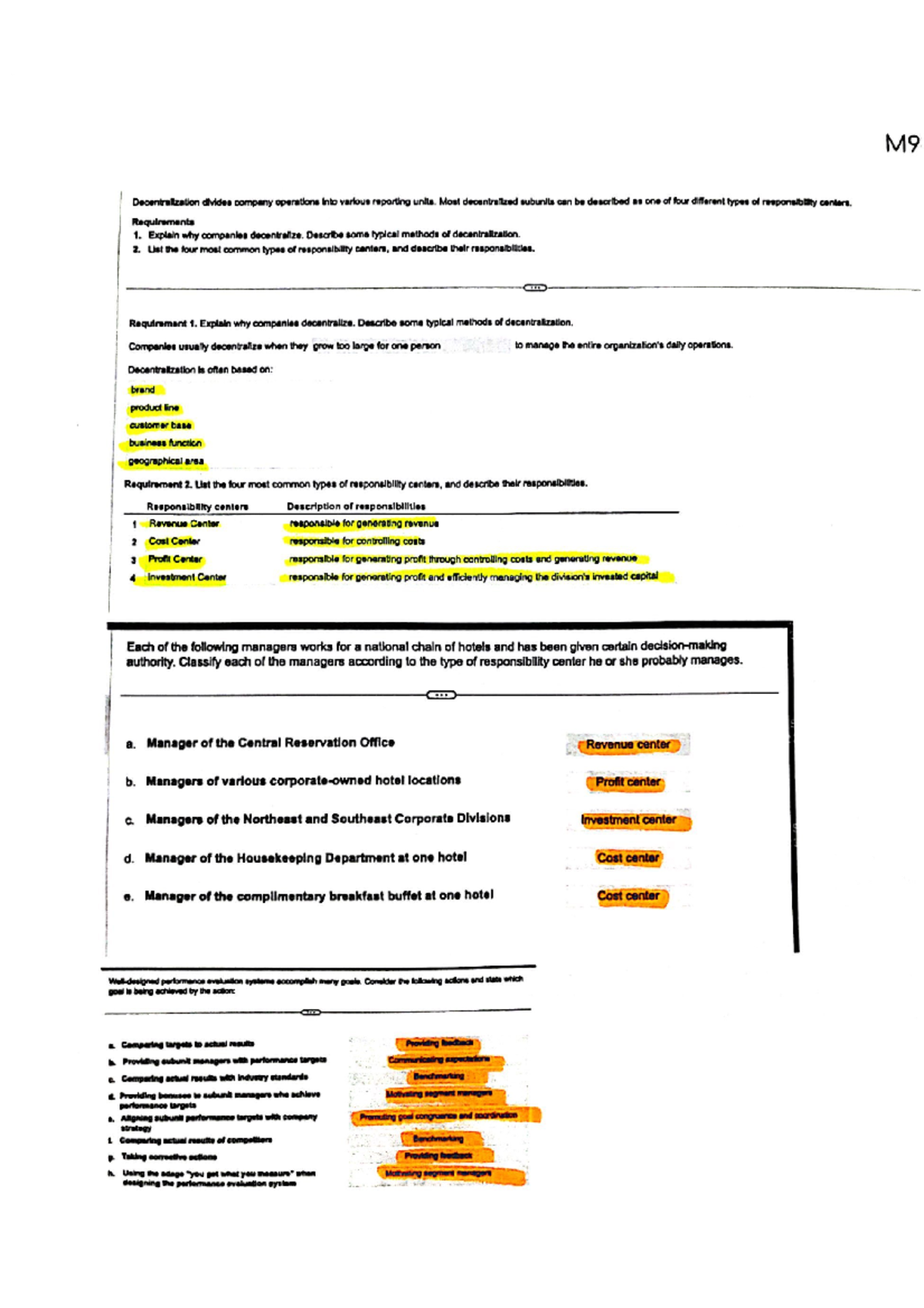 M9 - homework for chapter nine, all questions included with detailed ...