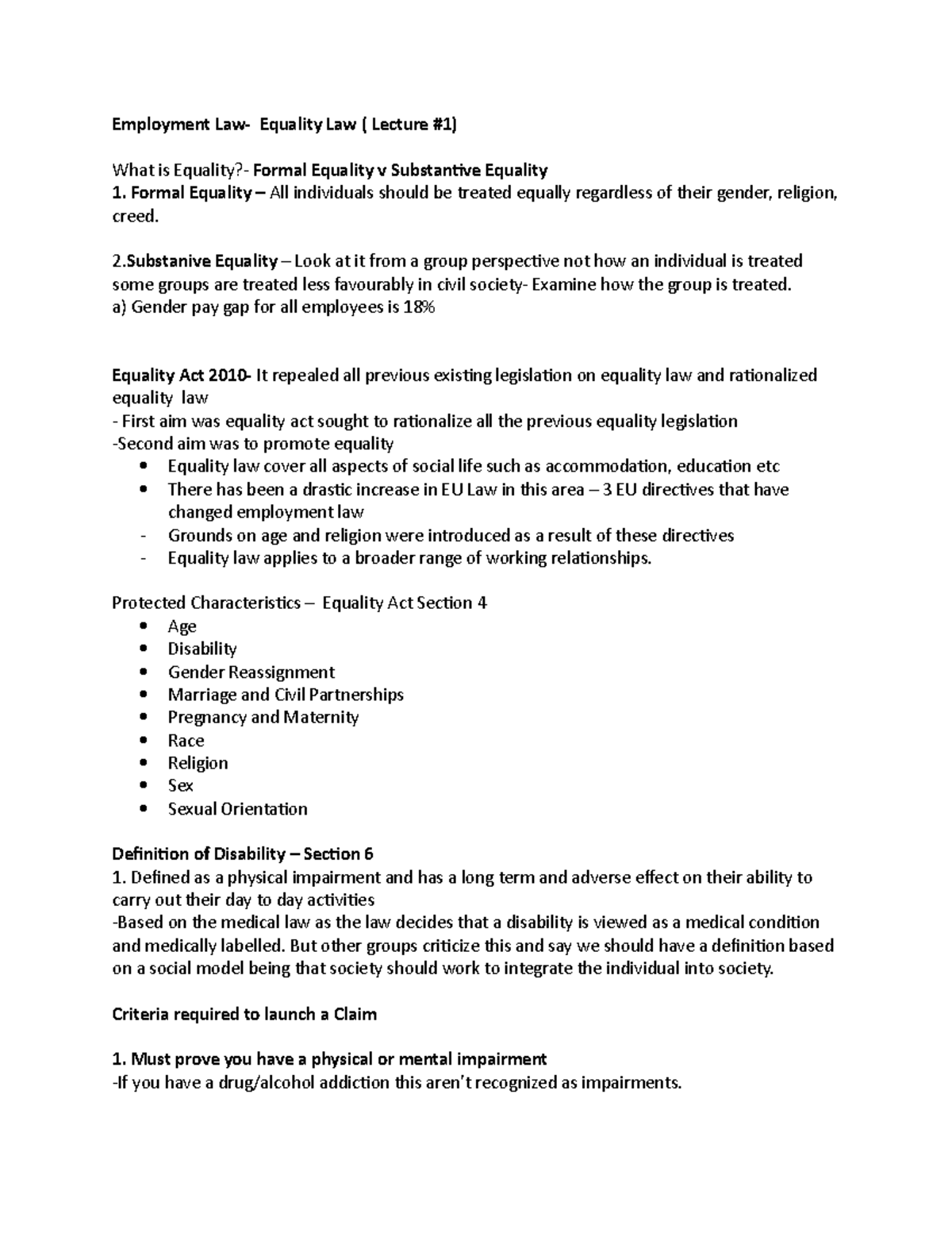 Equality Law Lectures - Employment Law- Equality Law ( Lecture #1) What ...