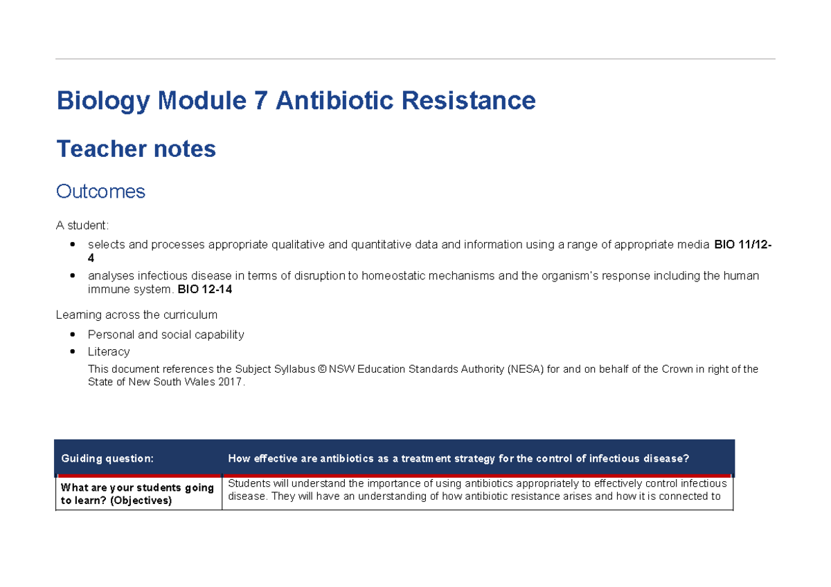 M7 antibiotic-resistance-biology-s6-rl - Biology Module 7 Antibiotic ...