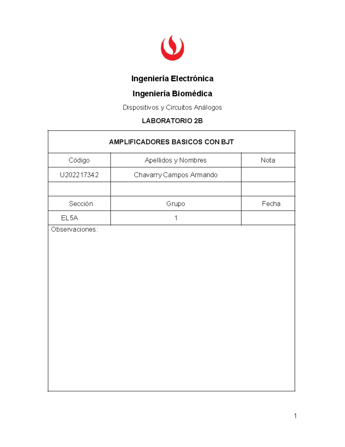 LAB 2B 2024 - lab 2b - Ingeniería Electrónica Ingeniería Biomédica ...