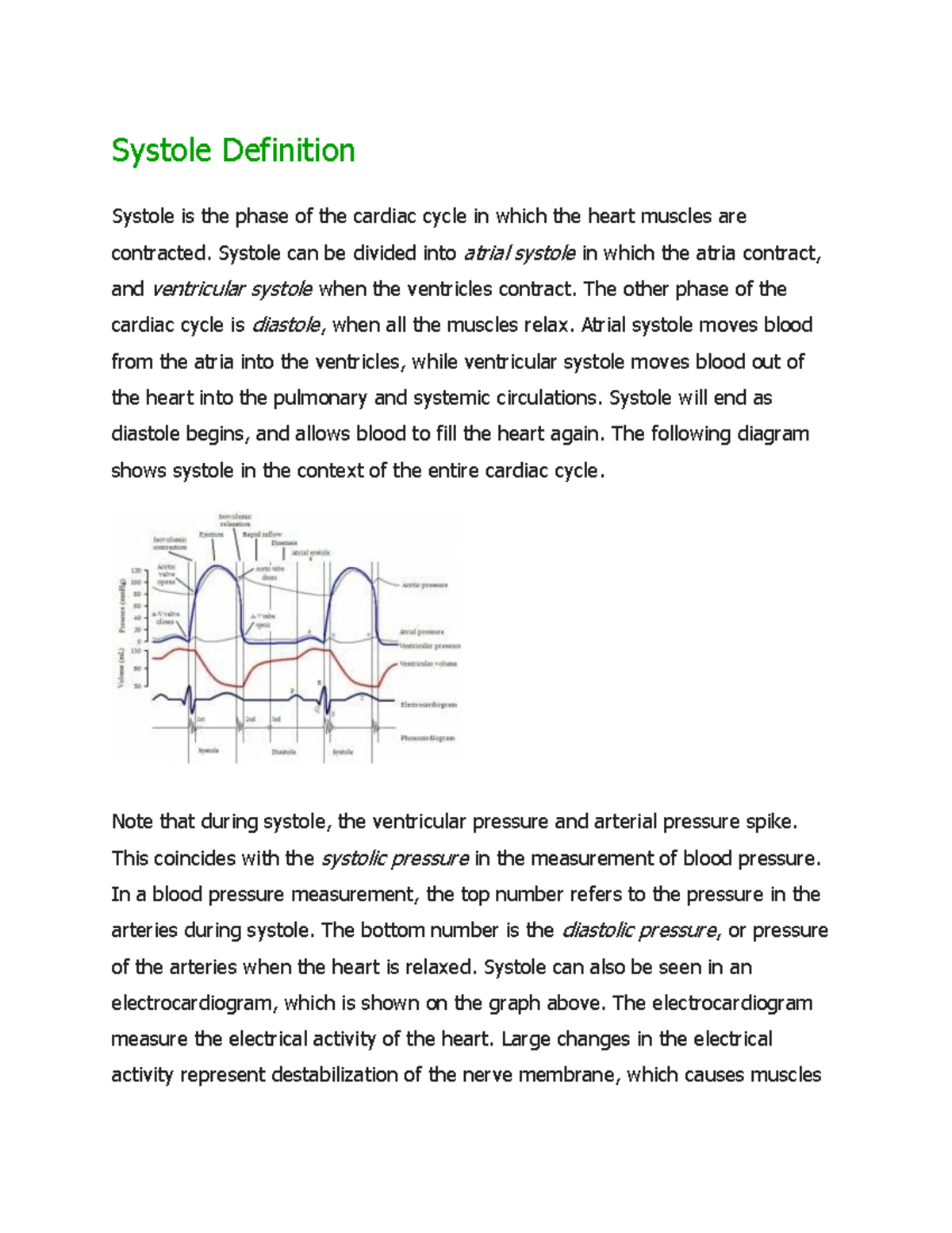 Systole Definition - Systole Definition Systole is the phase of the ...