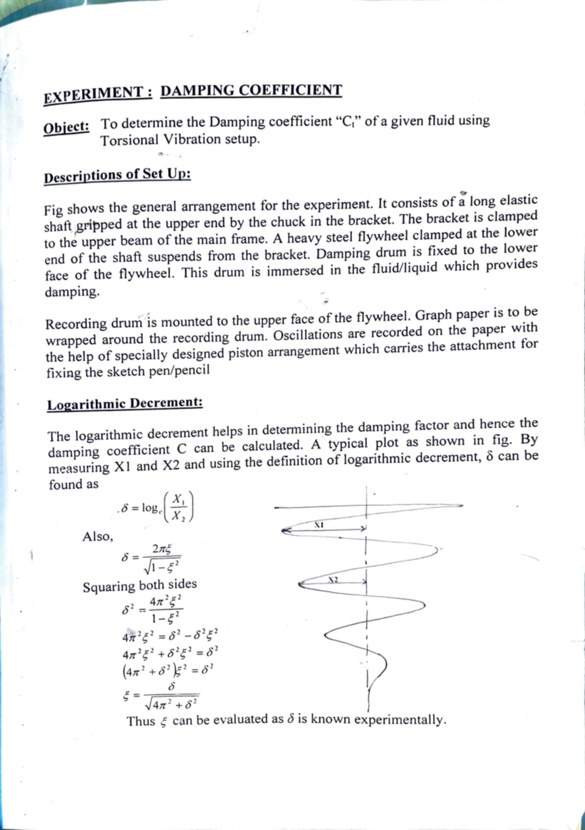 Expt 5 damping coeffecient - I , EXPERIMENT : DAMPING COEFFICIE NT ...