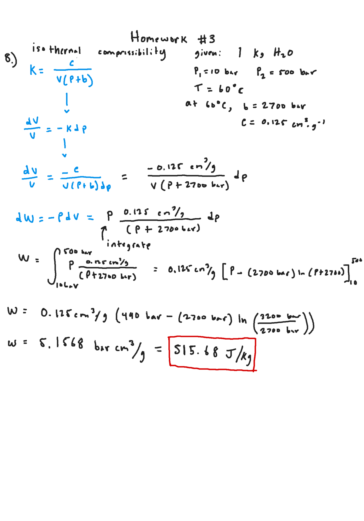 Thermodynamics Problems Notes 3 - Homework 8.) is. thernal ...