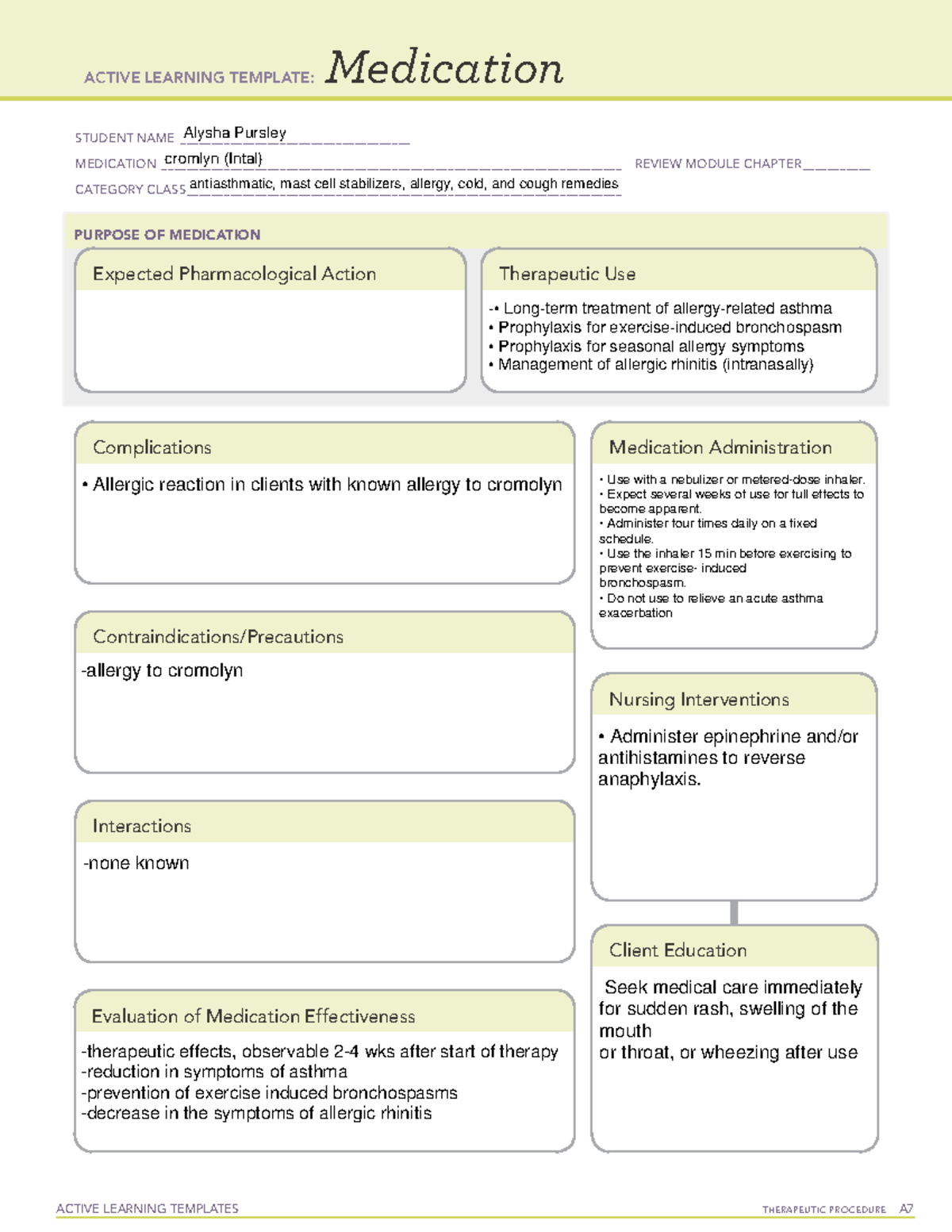 Respiratory Drugs-mast cell stabilizers - cromolyn (Intal ...