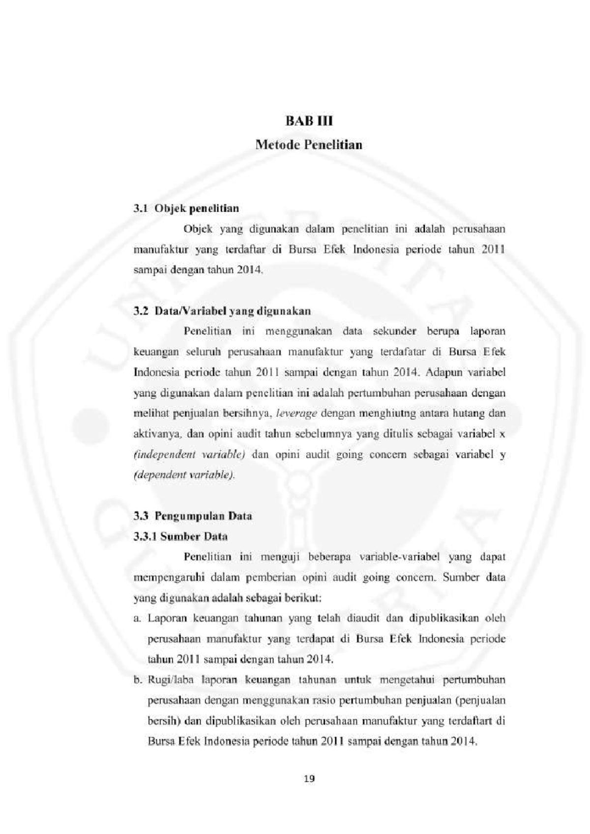 Chapter 3 Factors influencing giving a going concern audit opinion to manufacturing companies ...