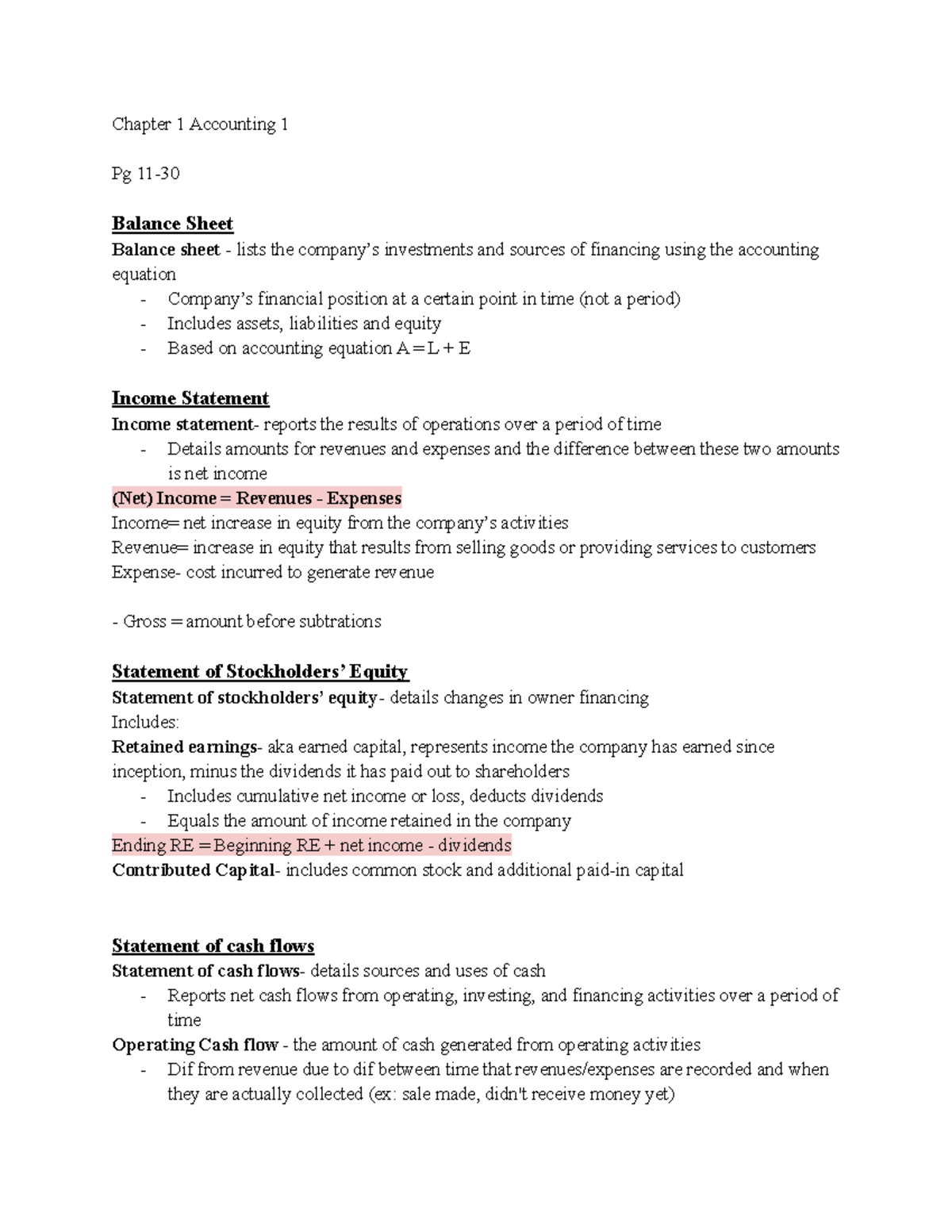 Chapter 1 Accounting 1 Debits/Credits and Equity - Chapter 1 Accounting ...