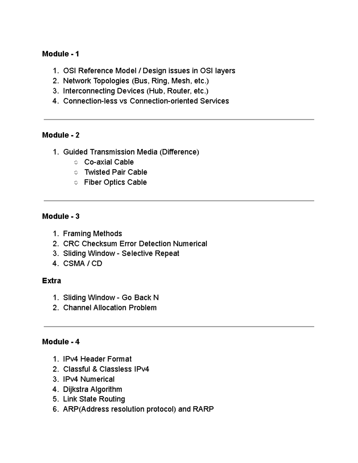 CN IMP - Computer Network Important Question For Exam - Module - 1 1 ...