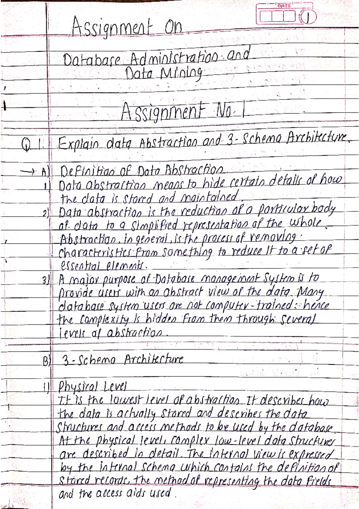 TY BBA Sem 5. Data administration and Data mining Assignment - DATE Assignment On I Database ...