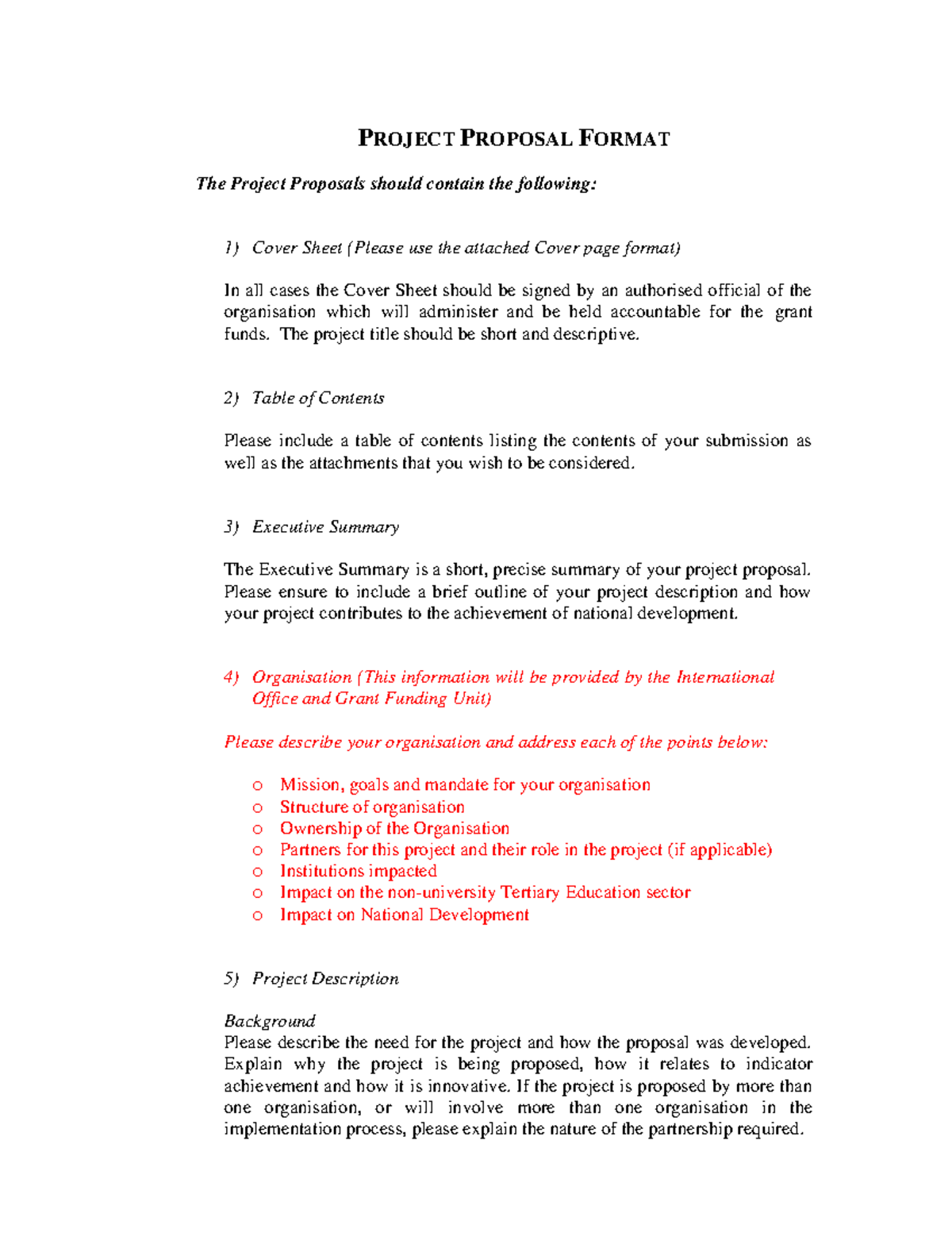 Project proposal template - PROJECT PROPOSAL FORMAT The Project ...