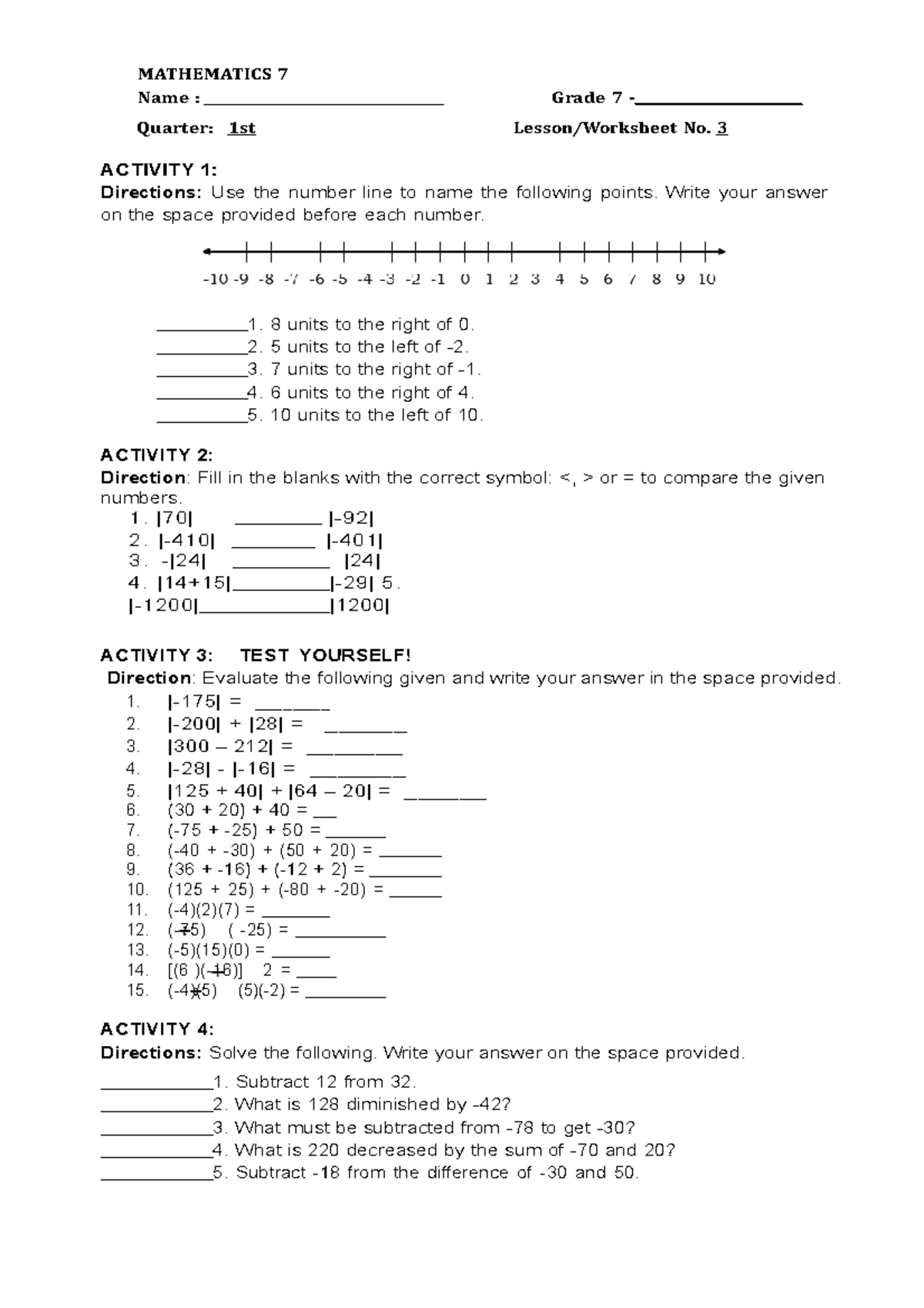 Quarter 1 MOD 3 Assessment - BSED Math - BulSU - Studocu