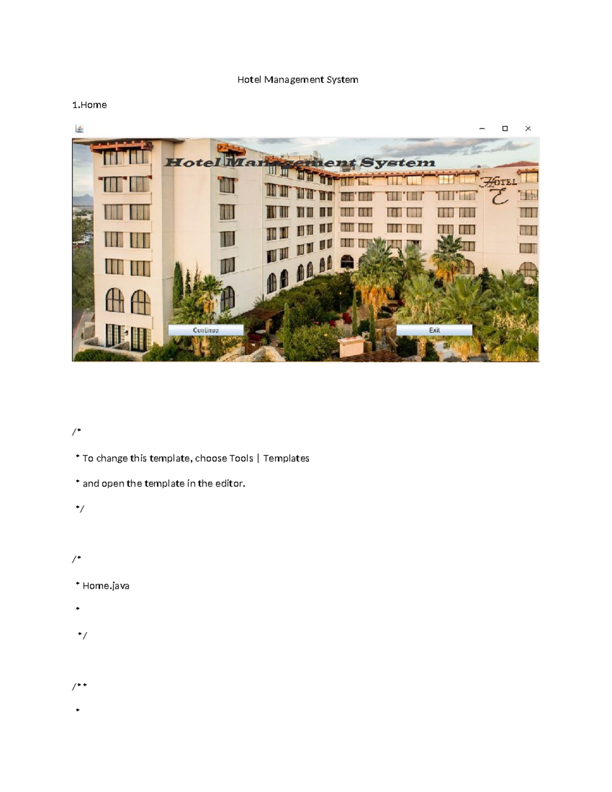 Hotel Management System - Hotel Management System 1 /* To change this ...