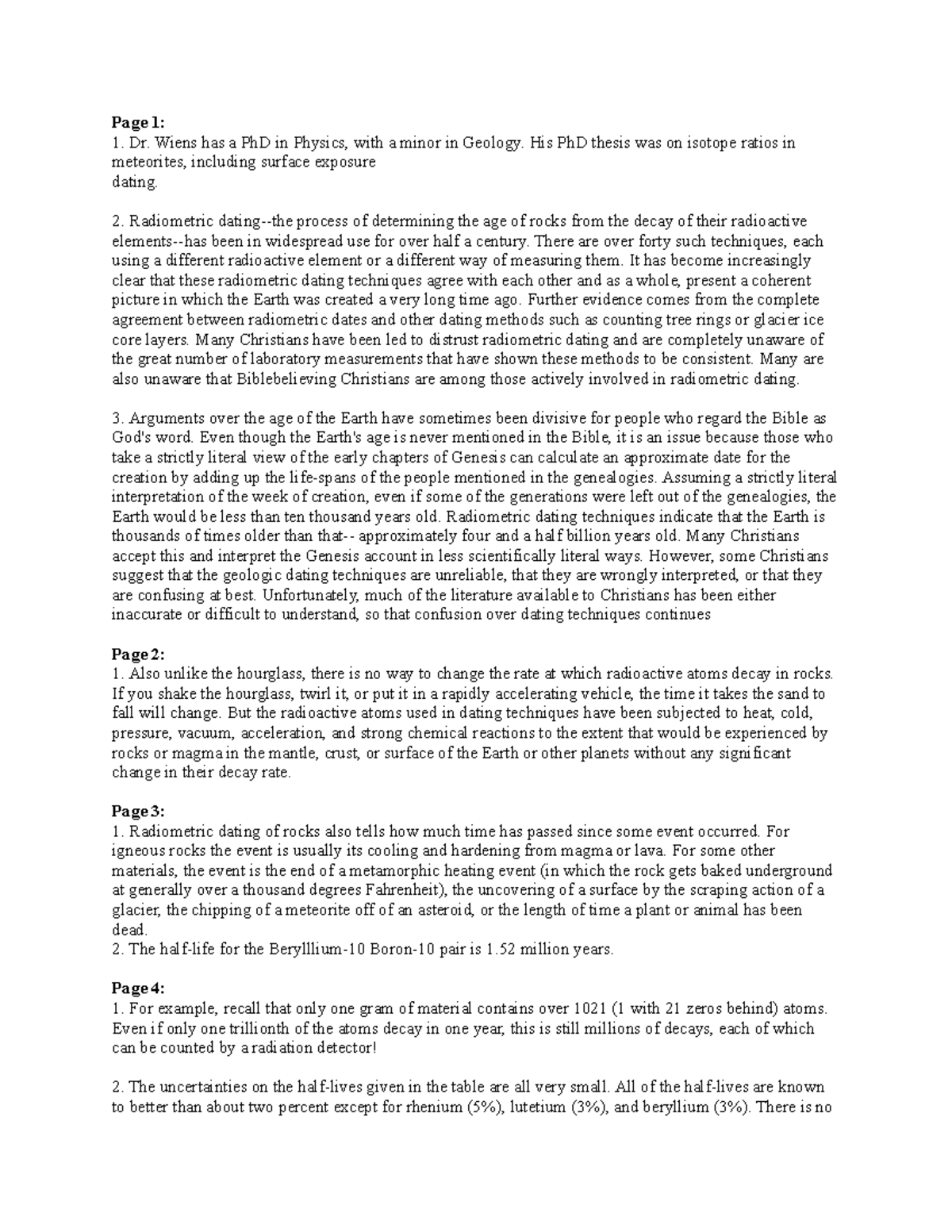 Physics 100 Lab #2 - Page 1: 1. Dr. Wiens has a PhD in Physics, with a ...