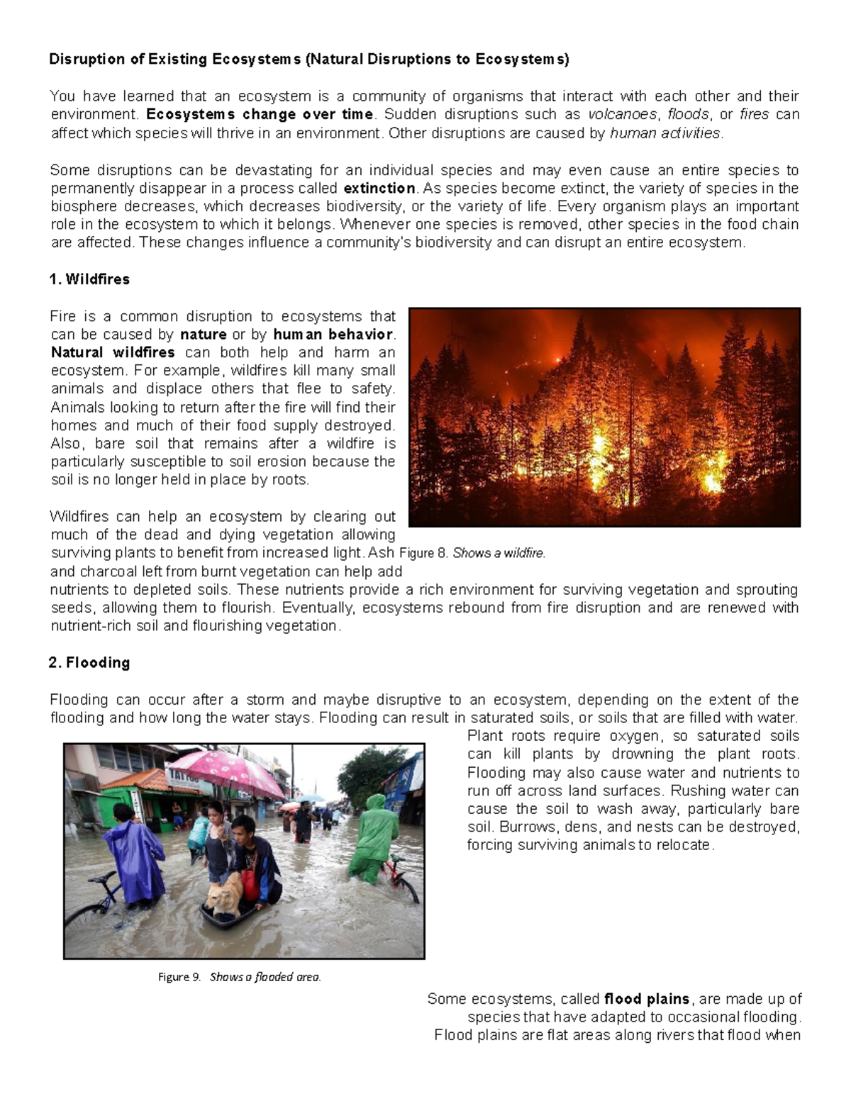 Disruption of Existing Ecosystems - Ecosystems change over time. Sudden ...