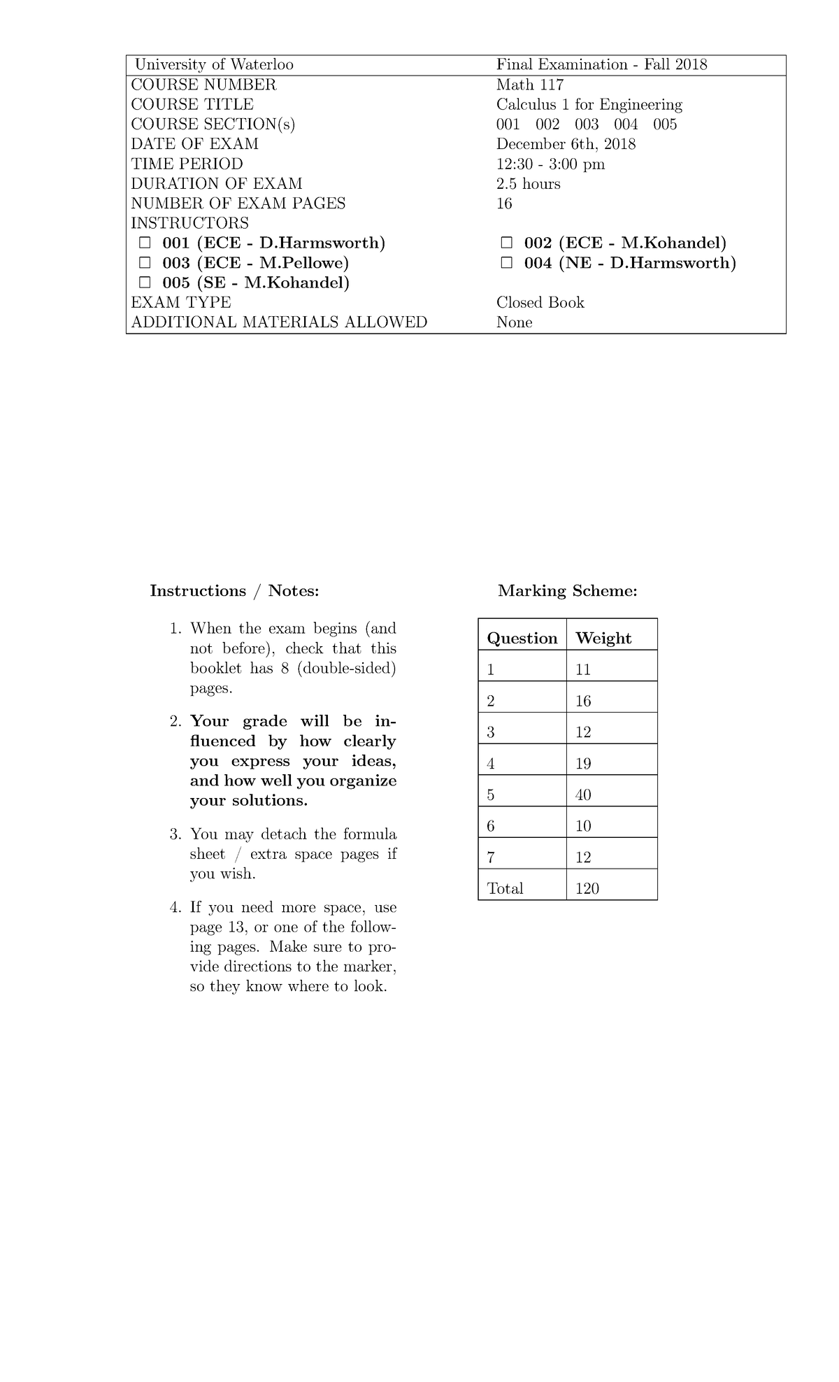 Final 18 December 2018, questions - . University of Waterloo Final ...