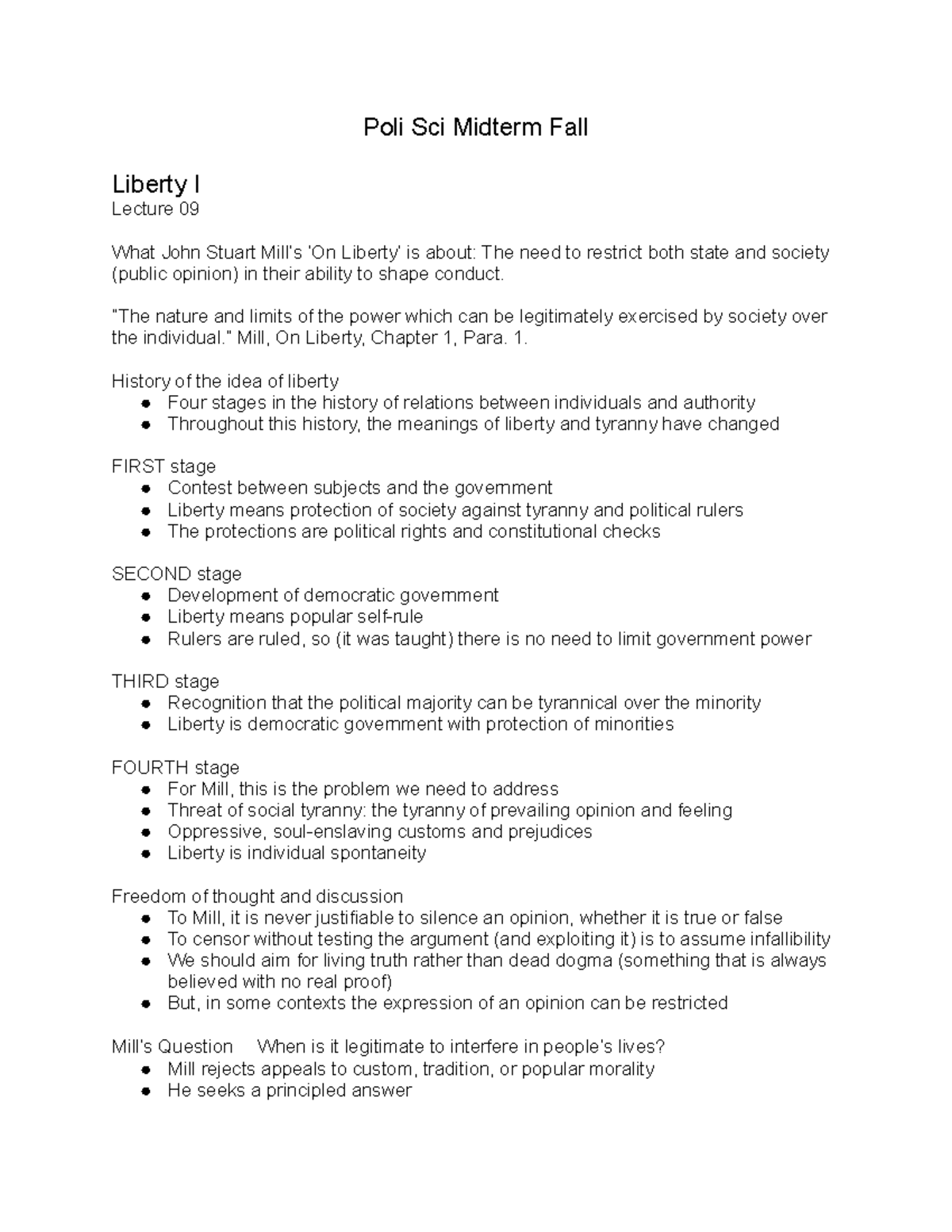 Poli Sci Mid Term Fall - Exam review for fall includes lecture notes ...