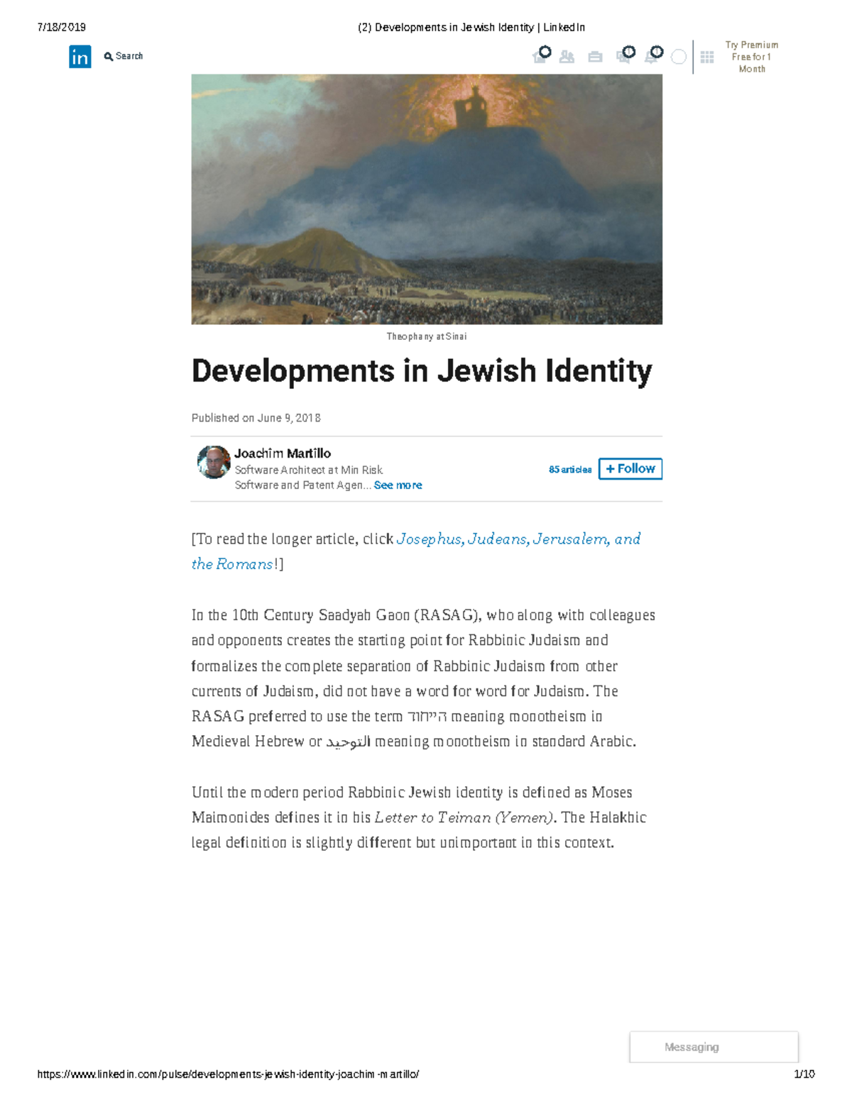 (2) Developments in Jewish Identity Linked In - Theophany at Sinai ...