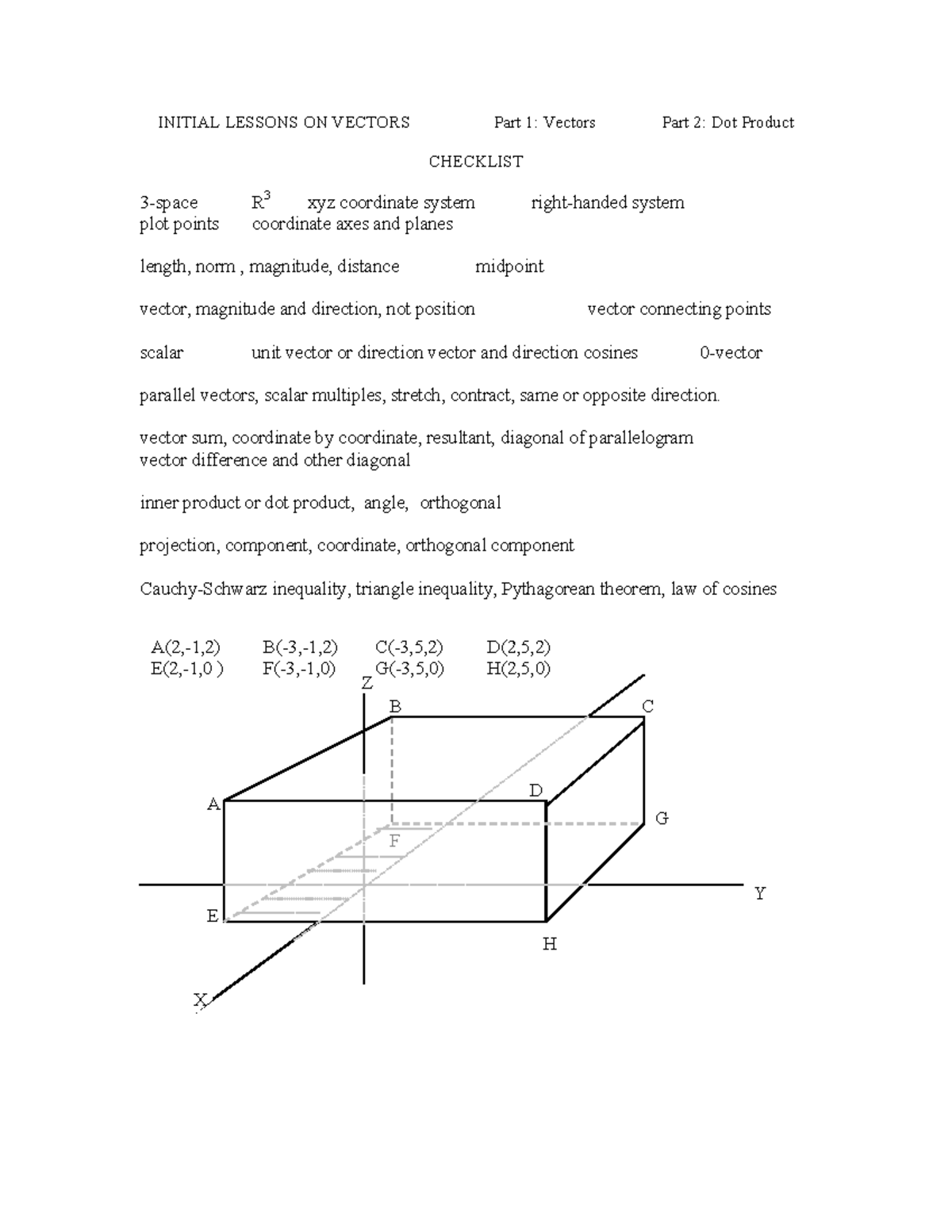 20 lesson on vectors - INITIAL LESSONS ON VECTORS Part 1: Vectors Part ...