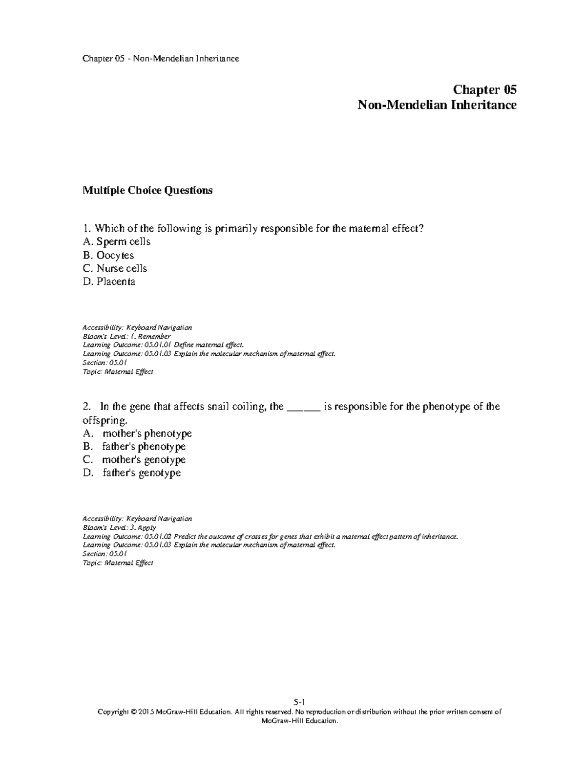 Chap005 - test bank - 5 - 1 Copyright © 2015 McGraw-Hill Education. All ...