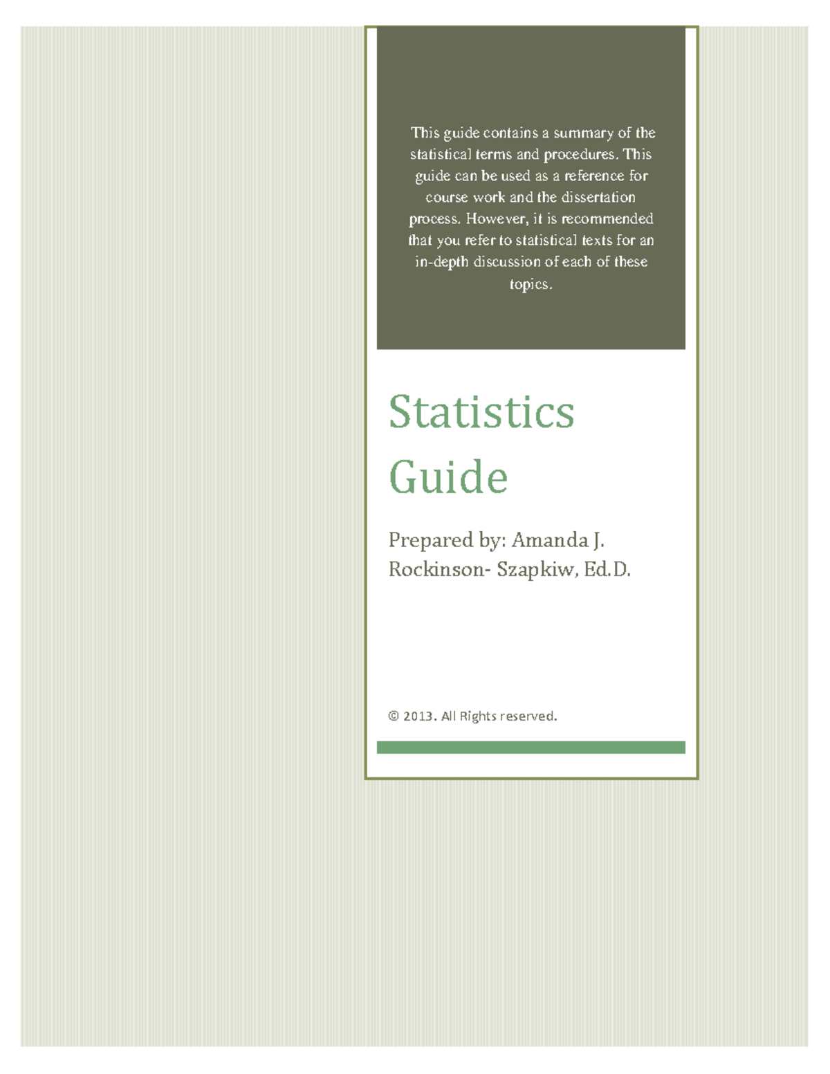 Statistics-Guide - phân tích - This guide contains a summary of the ...