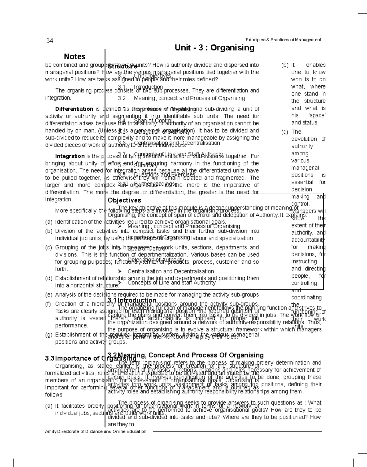 Principle Practices of Management 3-converted - Unit - 3 : Organising ...