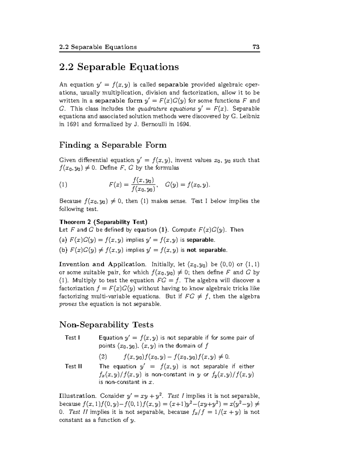 2250separable EQ - Notes - 2 Separable Equations 73 2 Separable ...