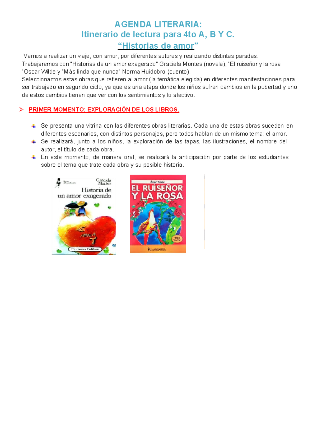 Agenda Literaria 4to A B y C - AGENDA LITERARIA: Itinerario de lectura ...
