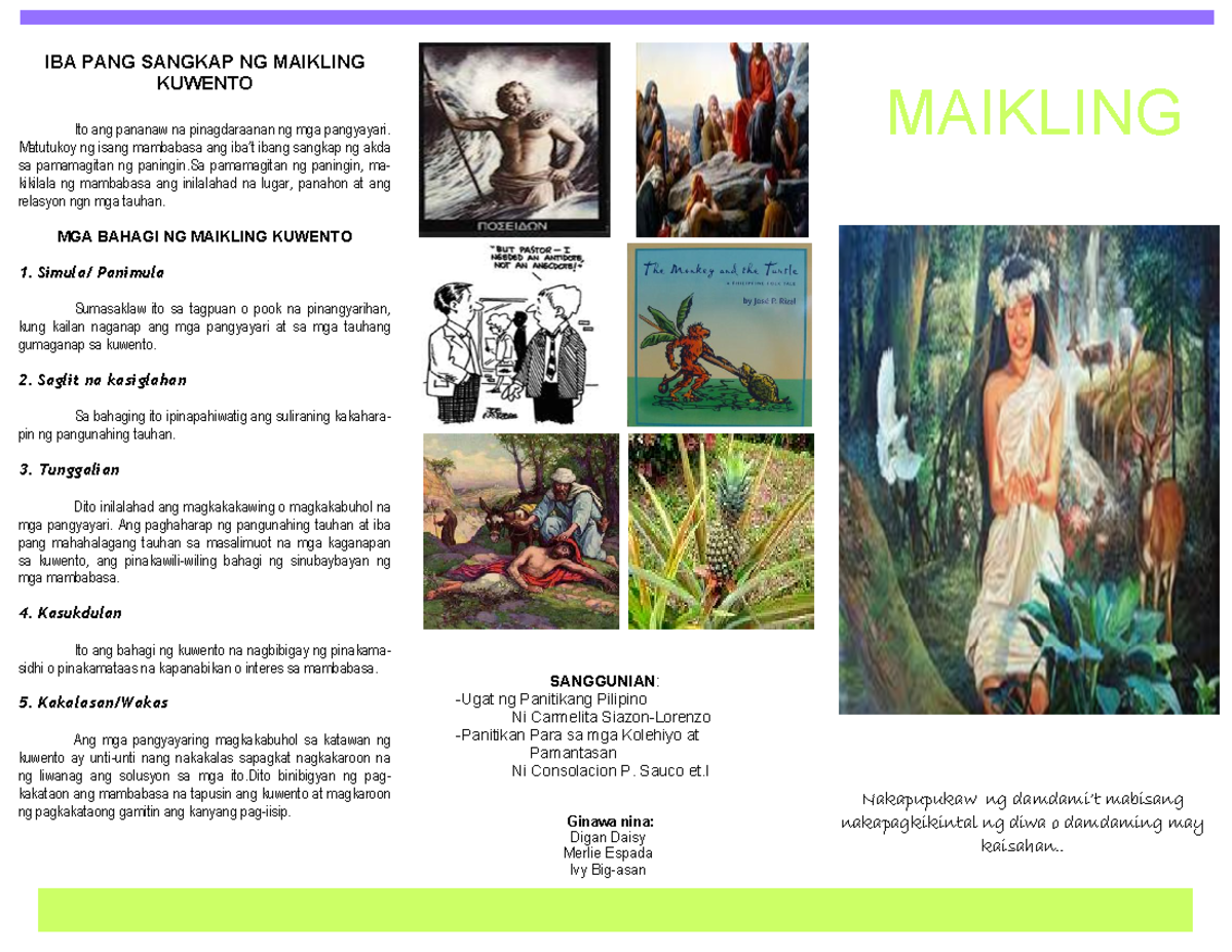 Brochure ng maikling kwento - Nakapupukaw ng damdami’t ...