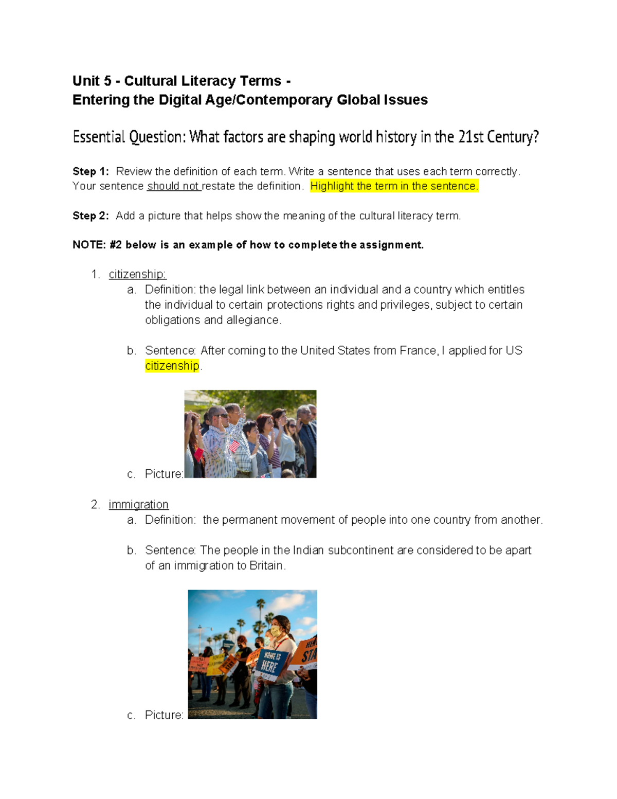 Unit 5 - Cultural Literacy Terms - Entering the Digital Age ...