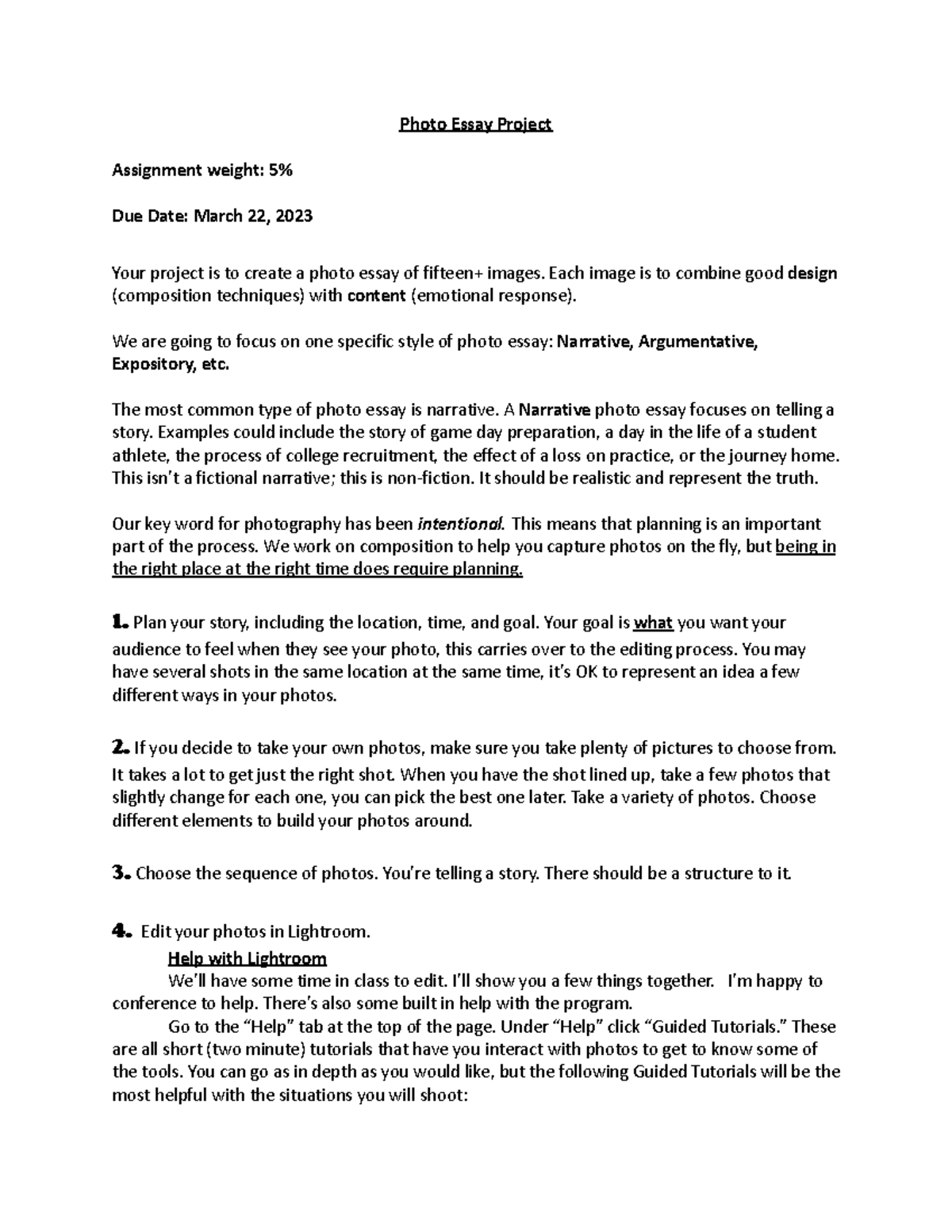 Photo Essay Project - NBE3U1 - Photo Essay Project Assignment weight: 5 ...