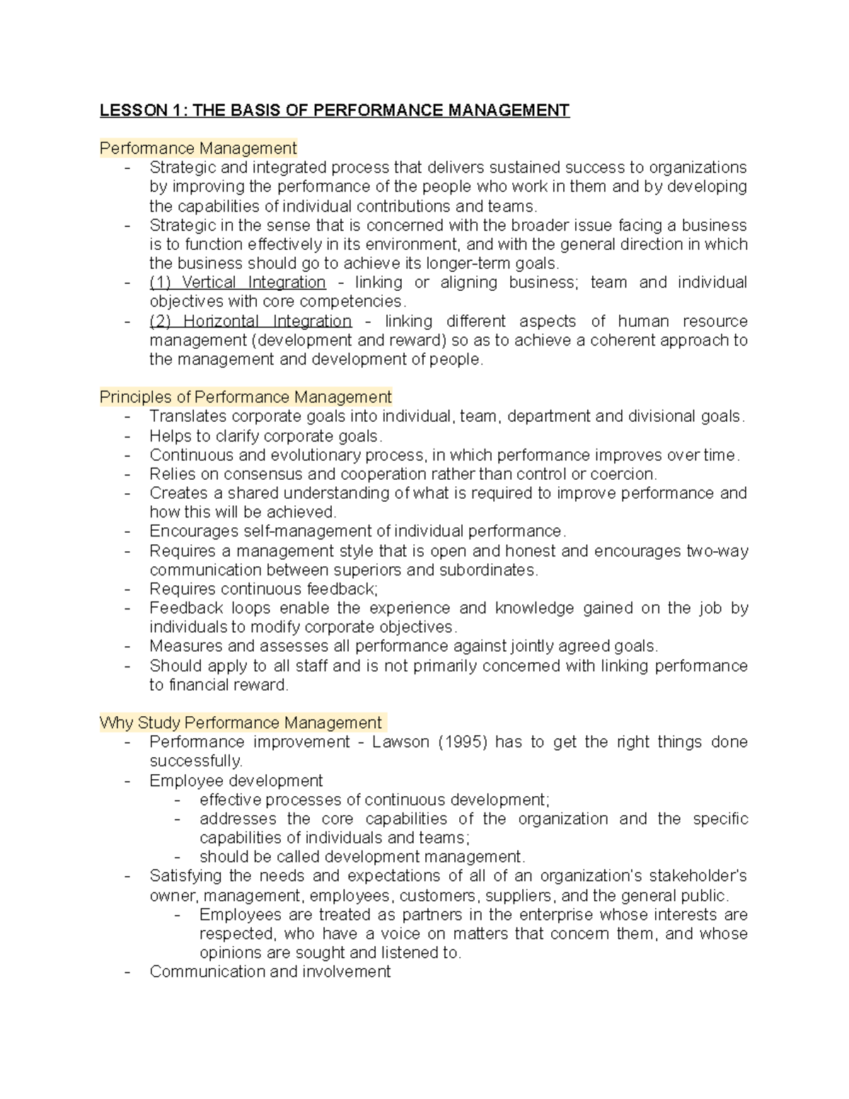 Copy of Perfman Reviewer - LESSON 1: THE BASIS OF PERFORMANCE ...