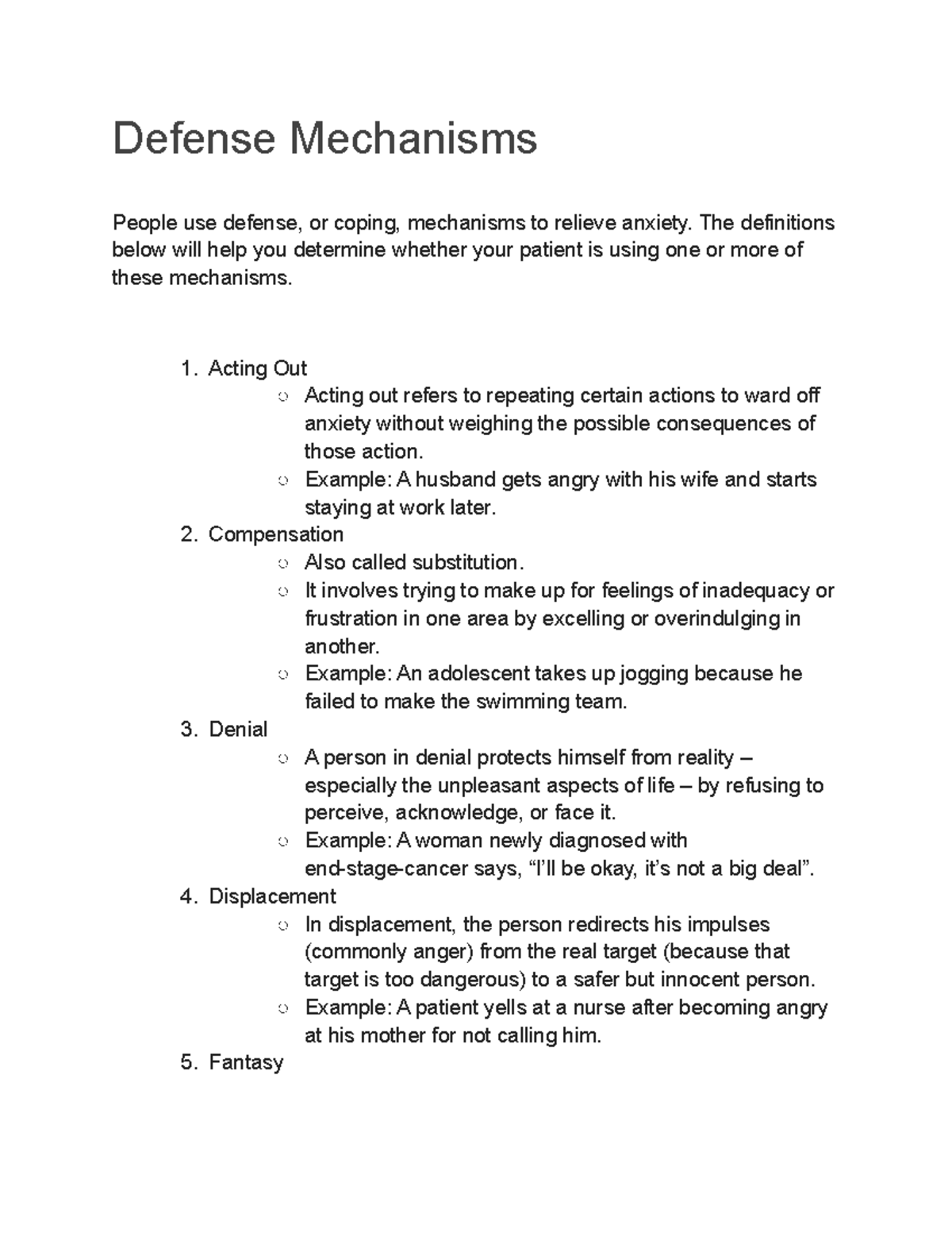 Defense Mechanisms - lecture notes - Defense Mechanisms People use ...