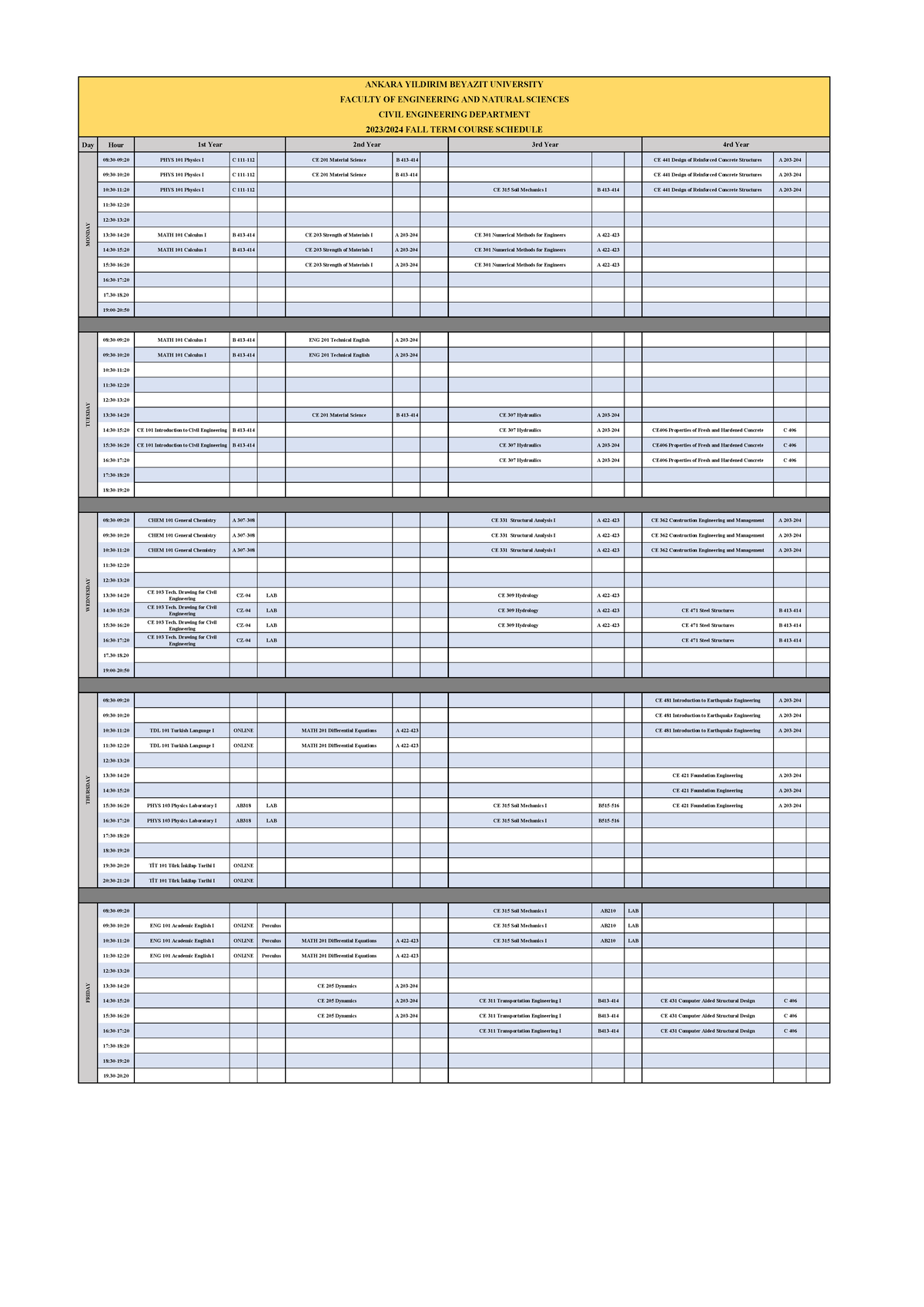 DERS PRO - notes - Day Hour 19:30-20:20 TİT 101 Türk İnkilap Tarihi I ...