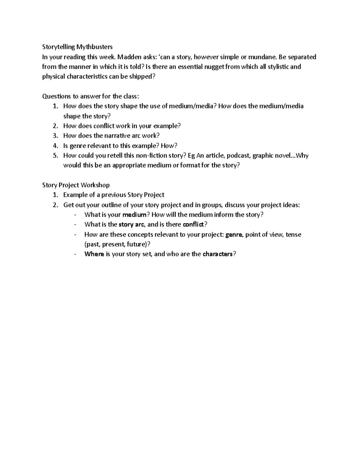 Week 4 Tutorial - Storytelling Mythbusting - Storytelling Mythbusters ...