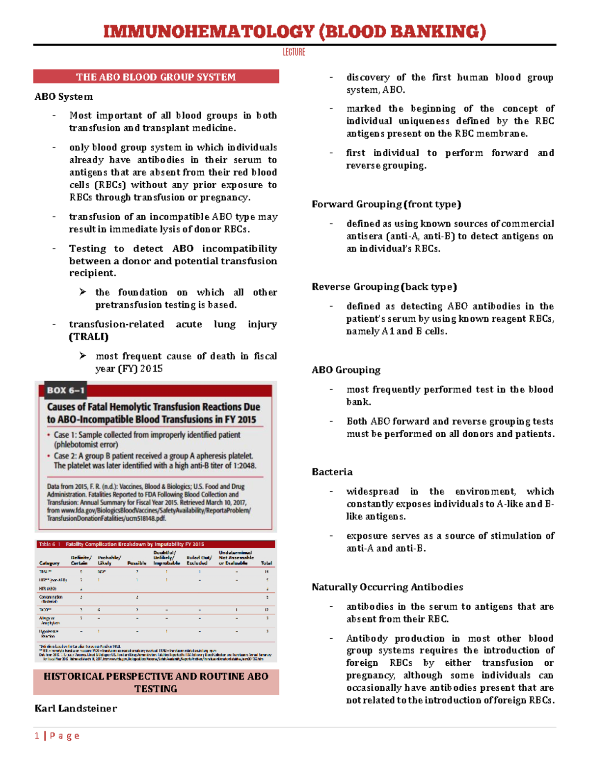 Chapter 6 - Blood Bank - THE ABO BLOOD GROUP SYSTEM ABO System - Most ...