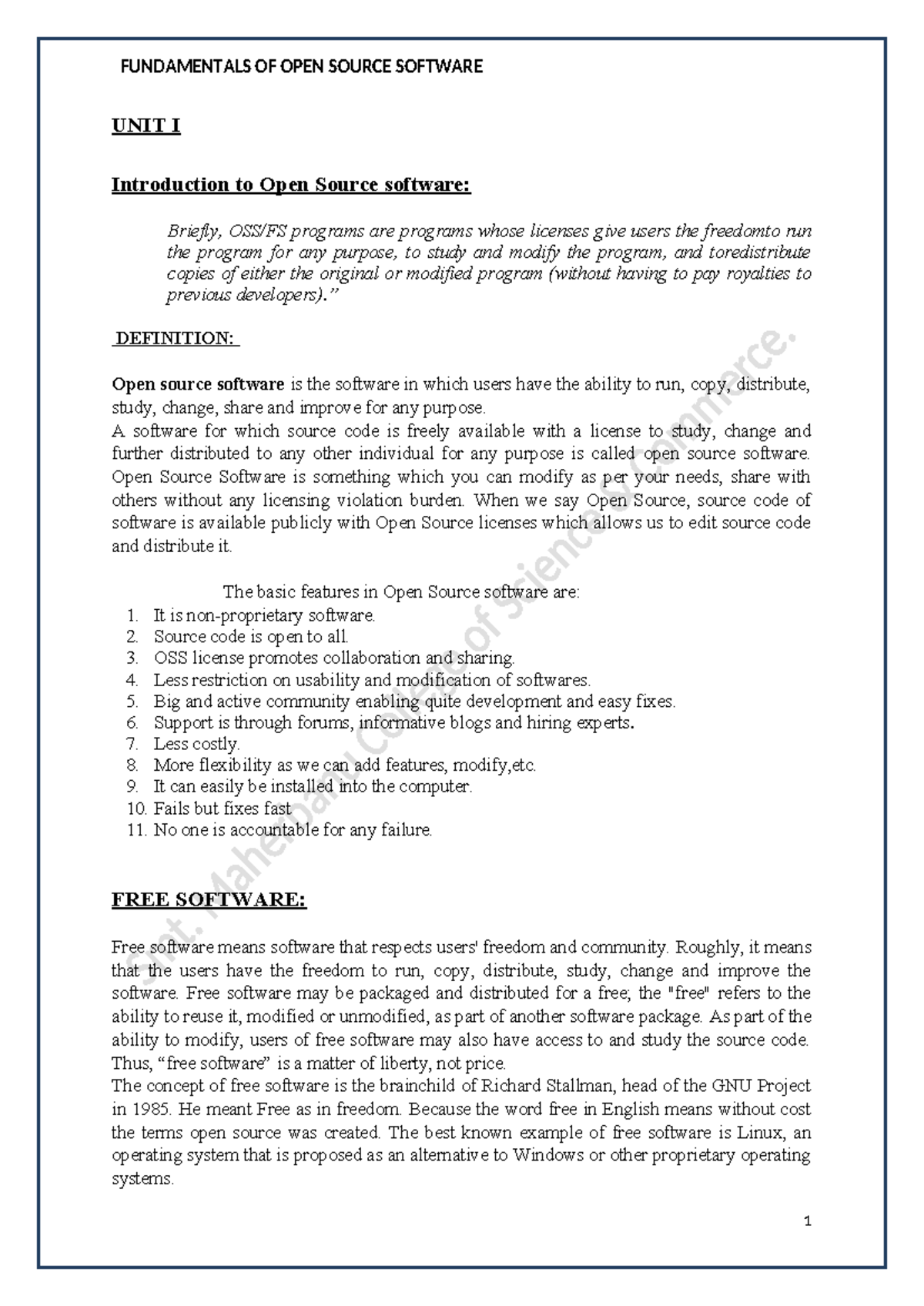 UNIT 1 Introduction - Text pdf - UNIT I Introduction to Open Source ... UNIT 1 Introduction - Text pdf - UNIT I Introduction to Open Source ...