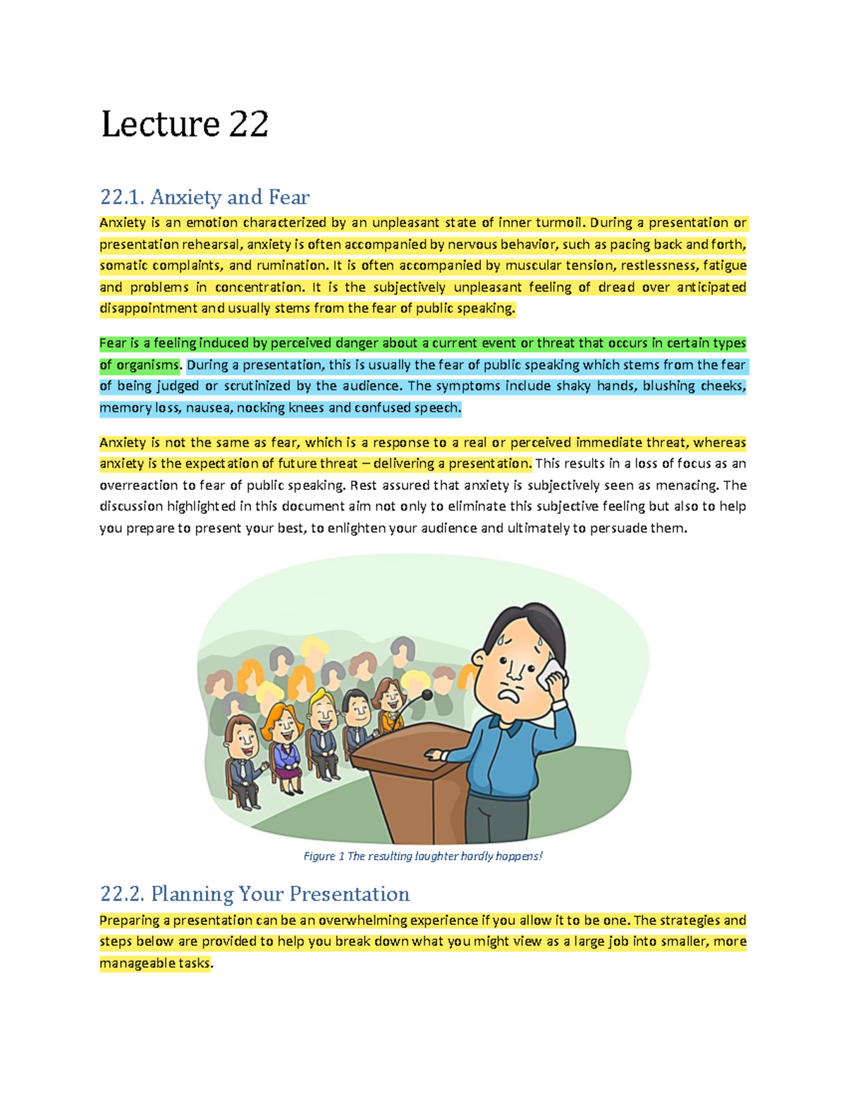 HUM102 Handouts Lecture 22 - Lecture 22 22. Anxiety and Fear Anxiety is ...