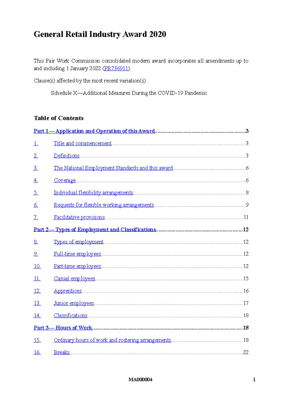 MA000004 - case study - This Fair Work Commission consolidated modern ...
