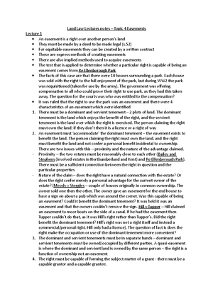 Land Law topic 3 - notes - Land Law Topic 3: Principles of land ...