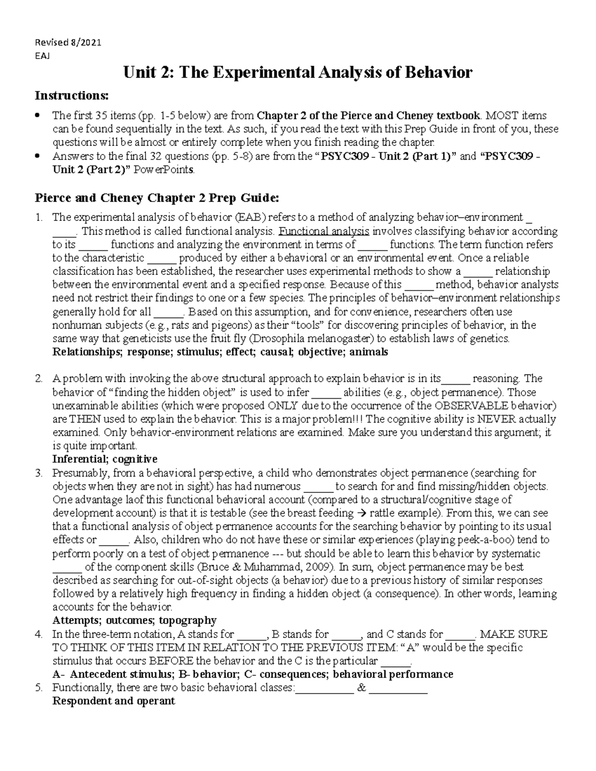UNIT 2 PREP Guide Annalise Jorge - EAJ Unit 2: The Experimental ...