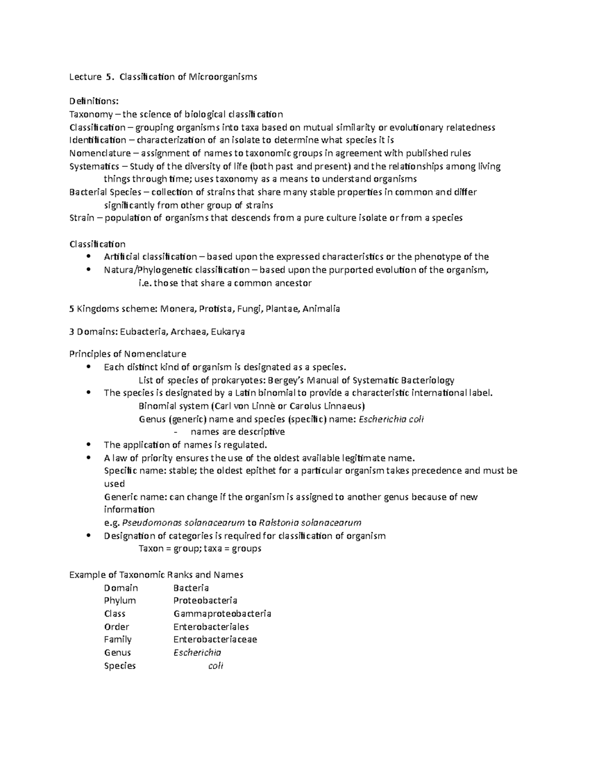 Lecture 5Classification of Mcgs - Lecture 5. Classification of ...