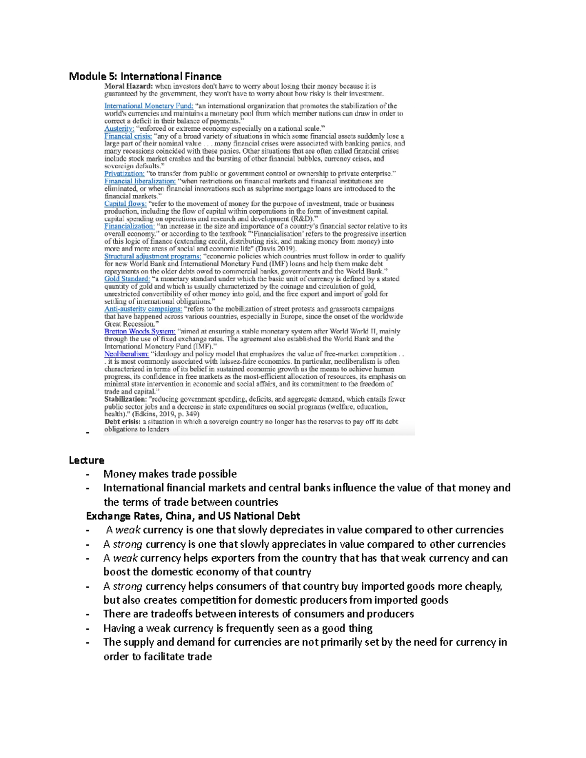 Module 10 notes - International Finance - Module 5: International ...