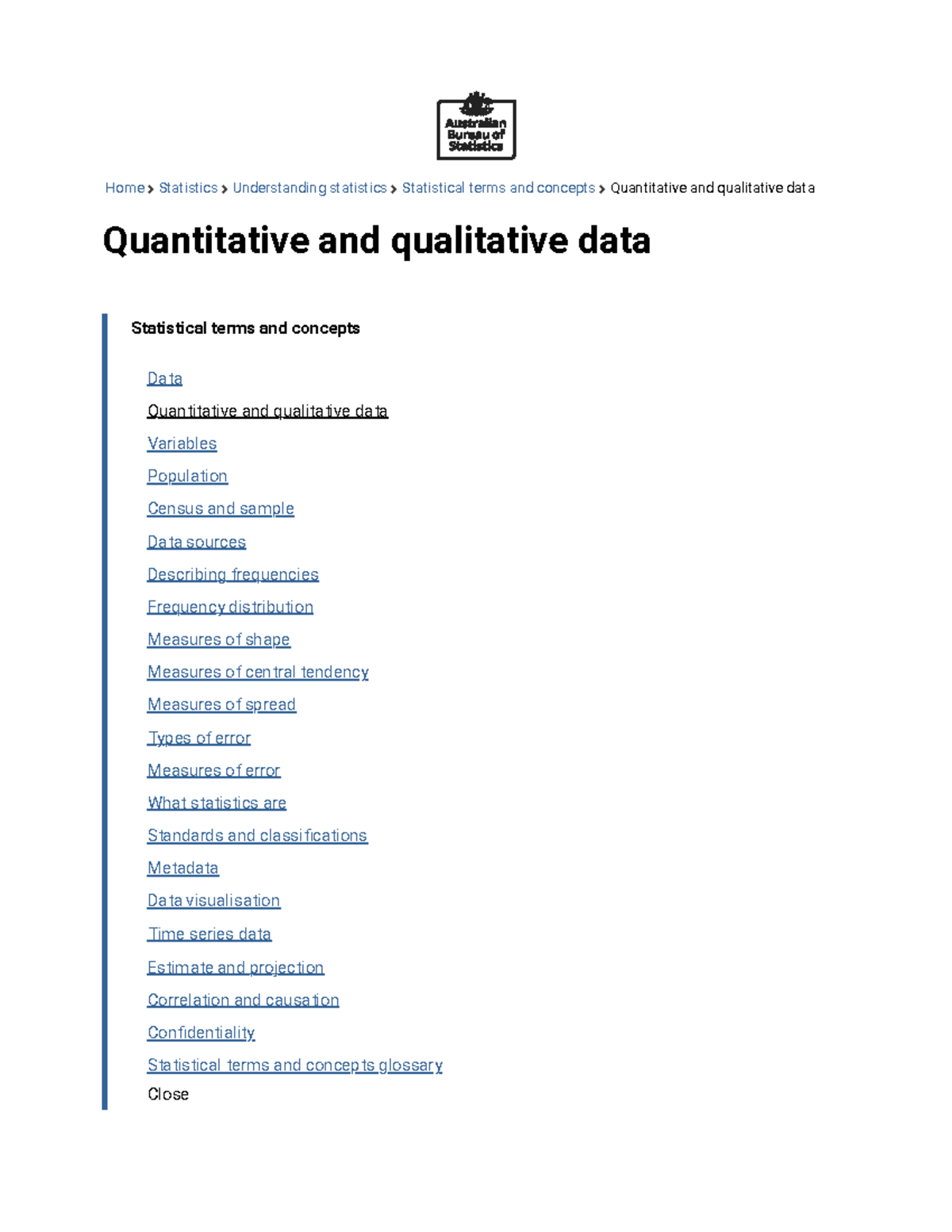 Quantitative and qualitative data Australian Bureau of Statistics ...