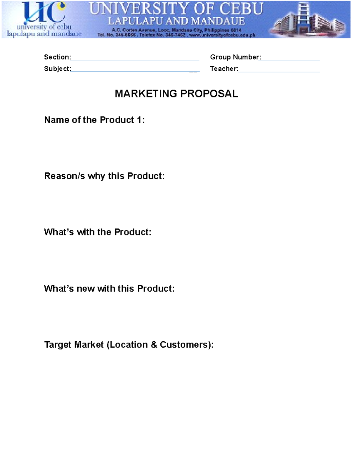 Marketing-Proposal - Proposal of Marketing Products - Section: Group ...