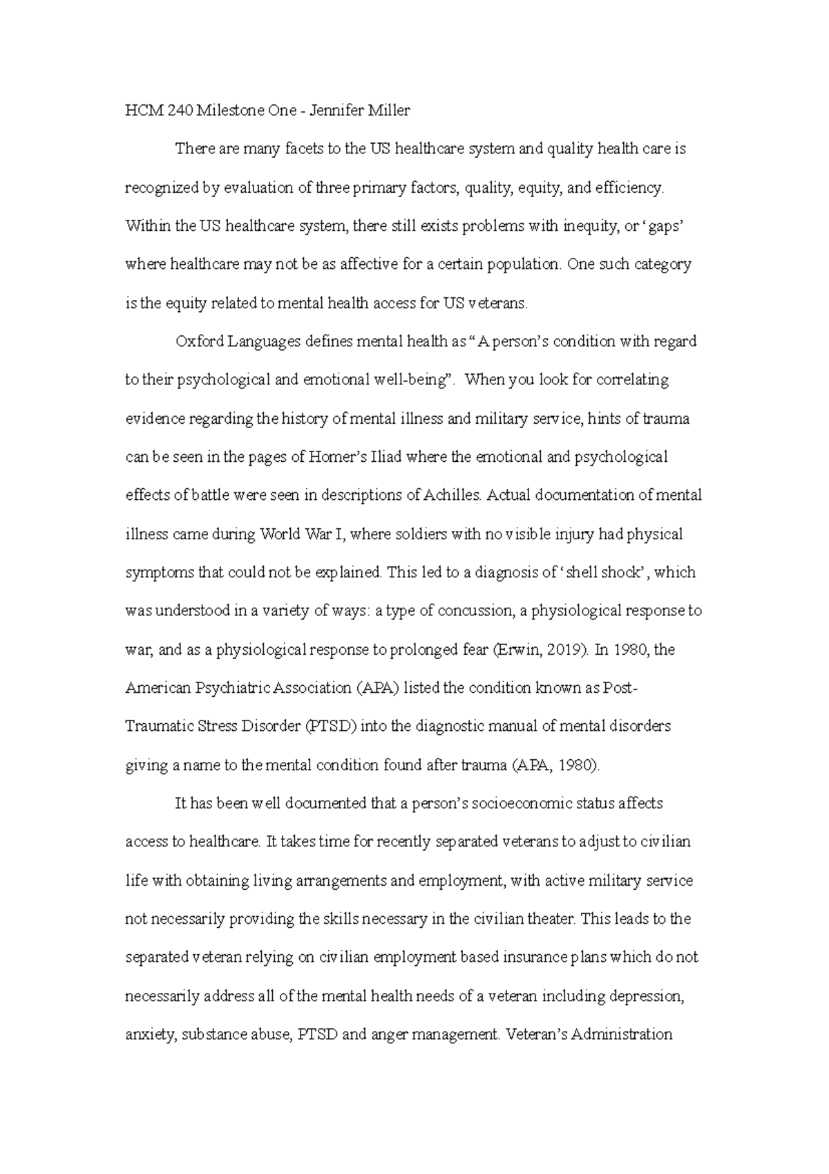 HCM 240 Milestone One - Mid-term paper - HCM 240 Milestone One ...