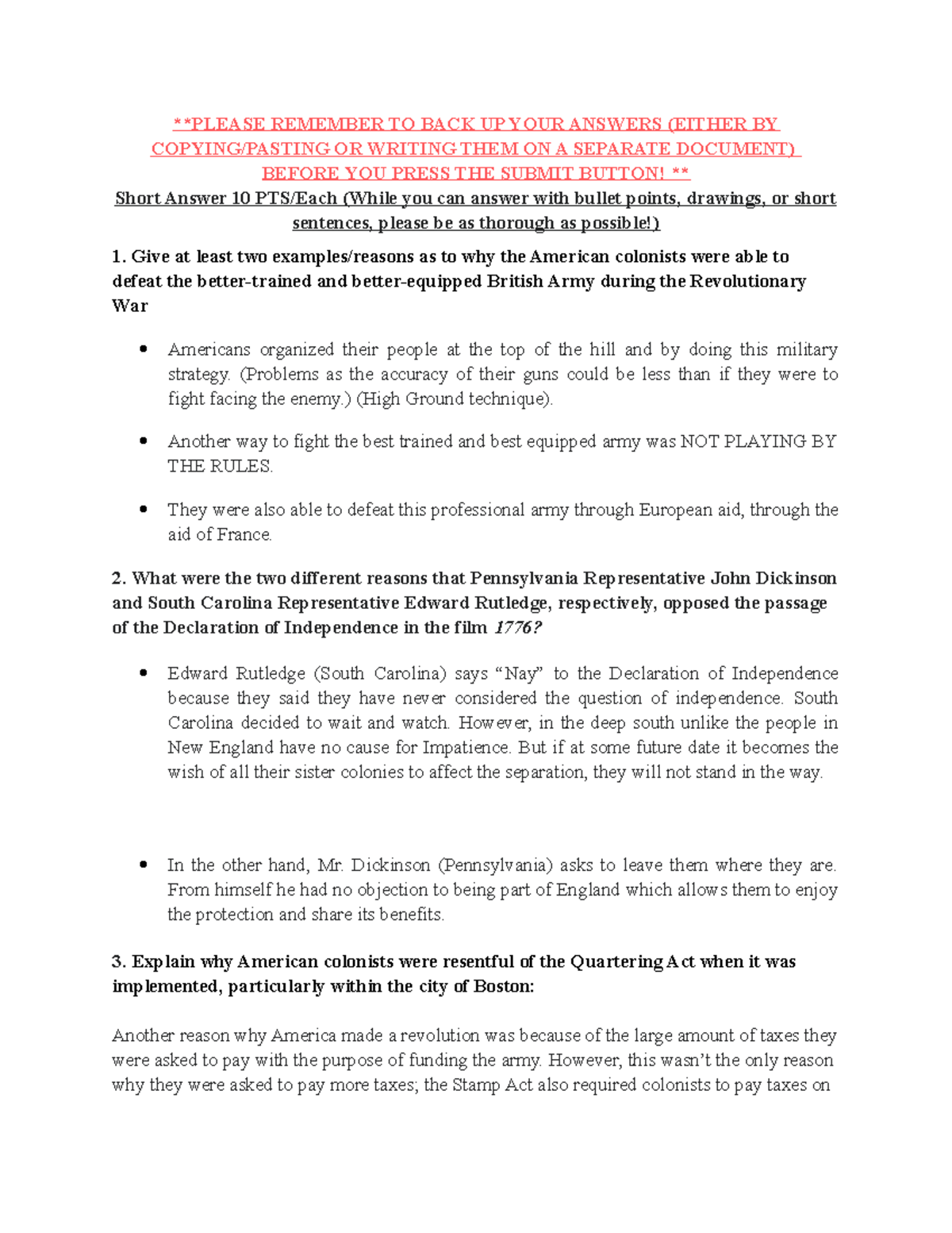 Module 2 TEST - practice - **PLEASE REMEMBER TO BACK UP YOUR ANSWERS ...